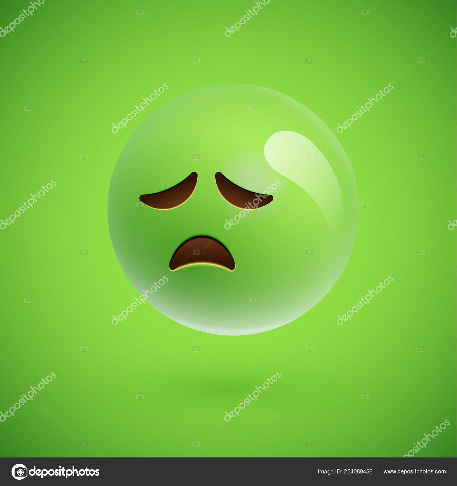 Green realistic emoticon smiley face, vector illustration Stock Vector ...