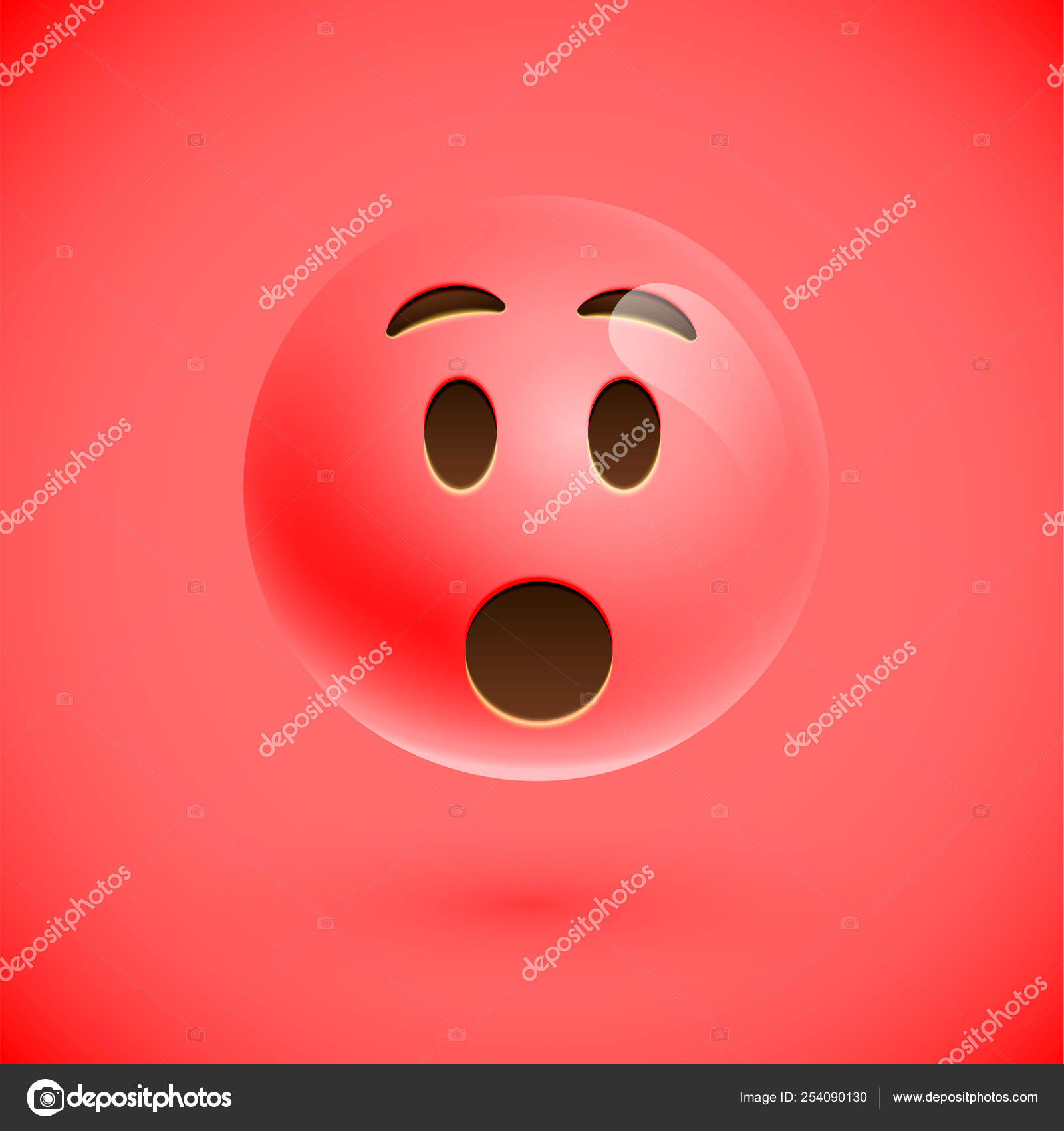 Rouge émoticône réaliste visage souriant, illustration vectorielle ...