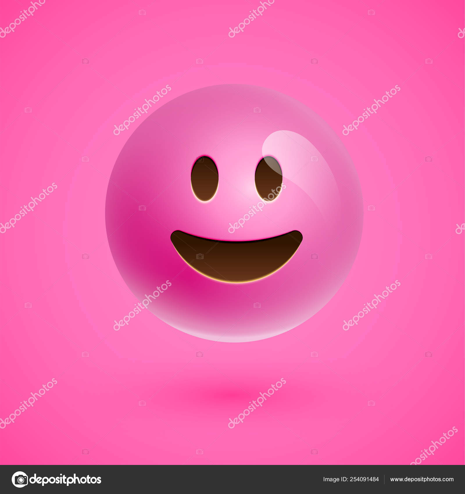 Pink realistic emoticon smiley face, vector illustration Stock Vector ...
