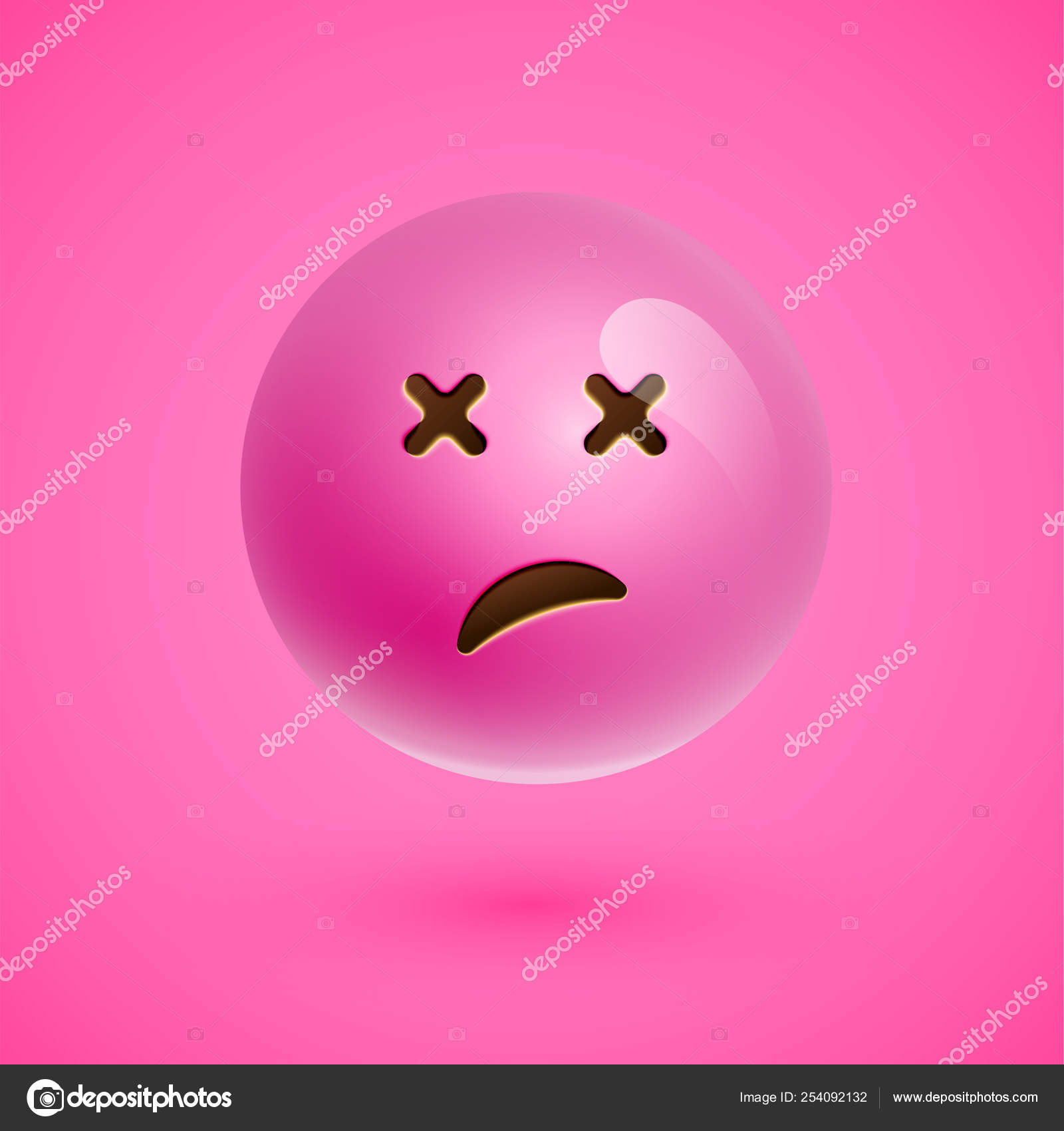 Image vectorielle Visage smiley émoticône réaliste rose, illustration ...