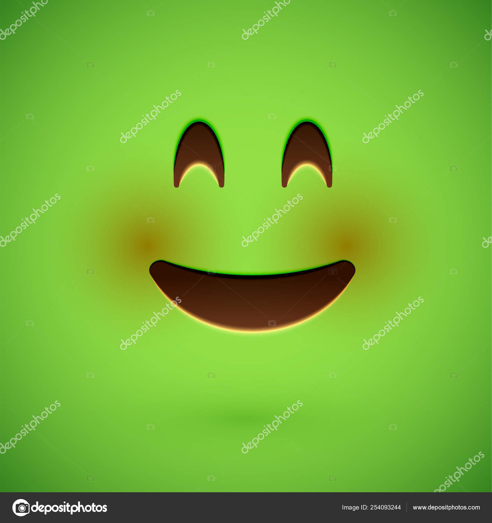 Green realistic emoticon smiley face, vector illustration Stock Vector ...
