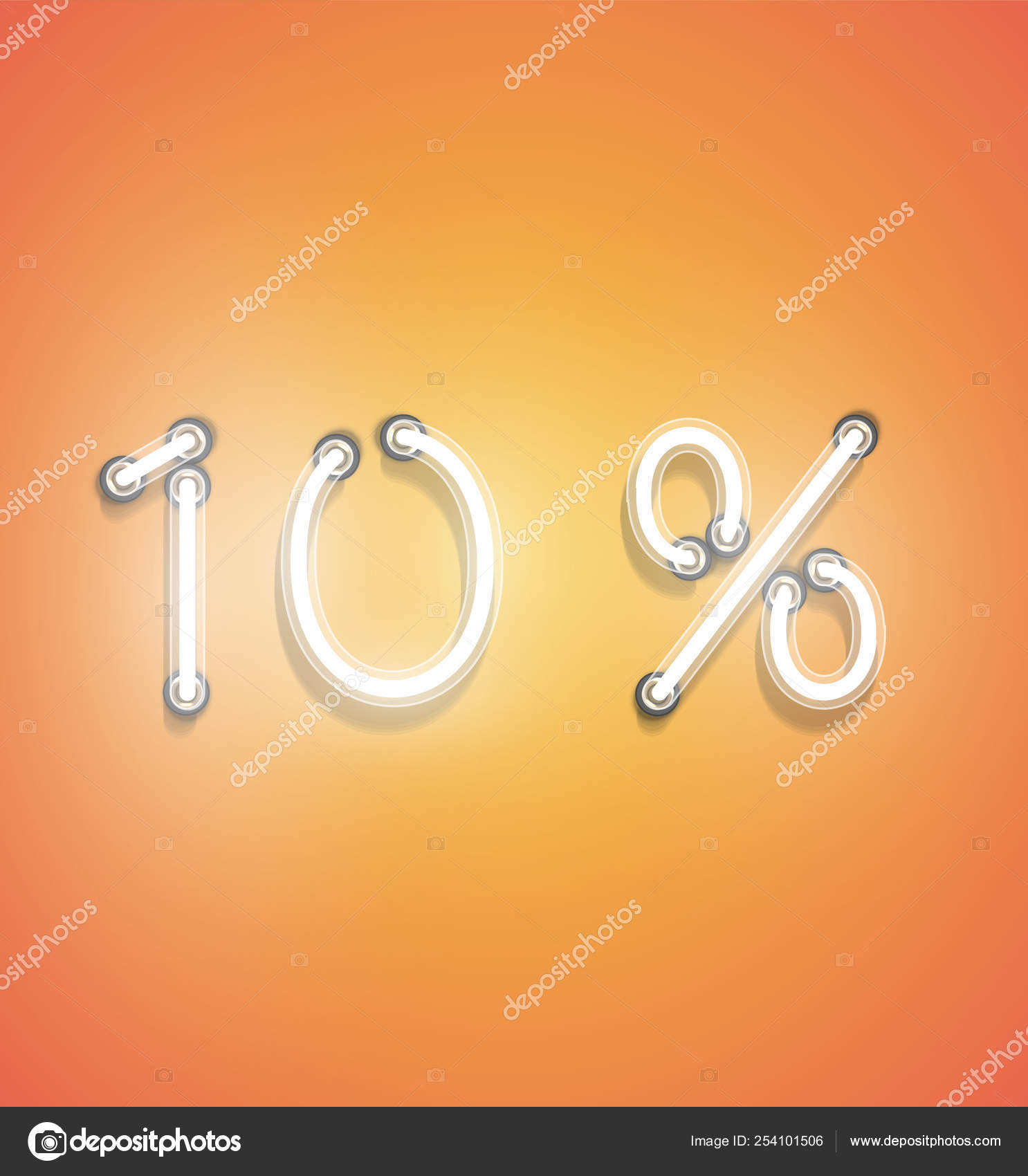 Realistic neon percentage sign, vector illustration Stock Vector Image ...