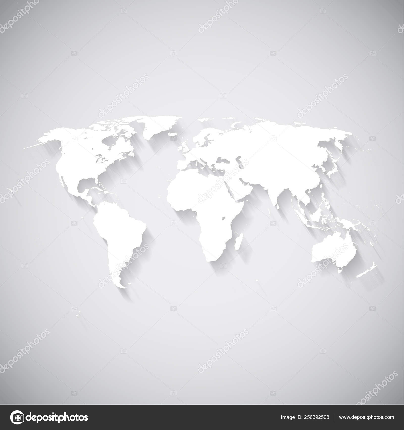 Mapa del mundo blanco, ilustración vectorial Vector de stock #256392508 ...