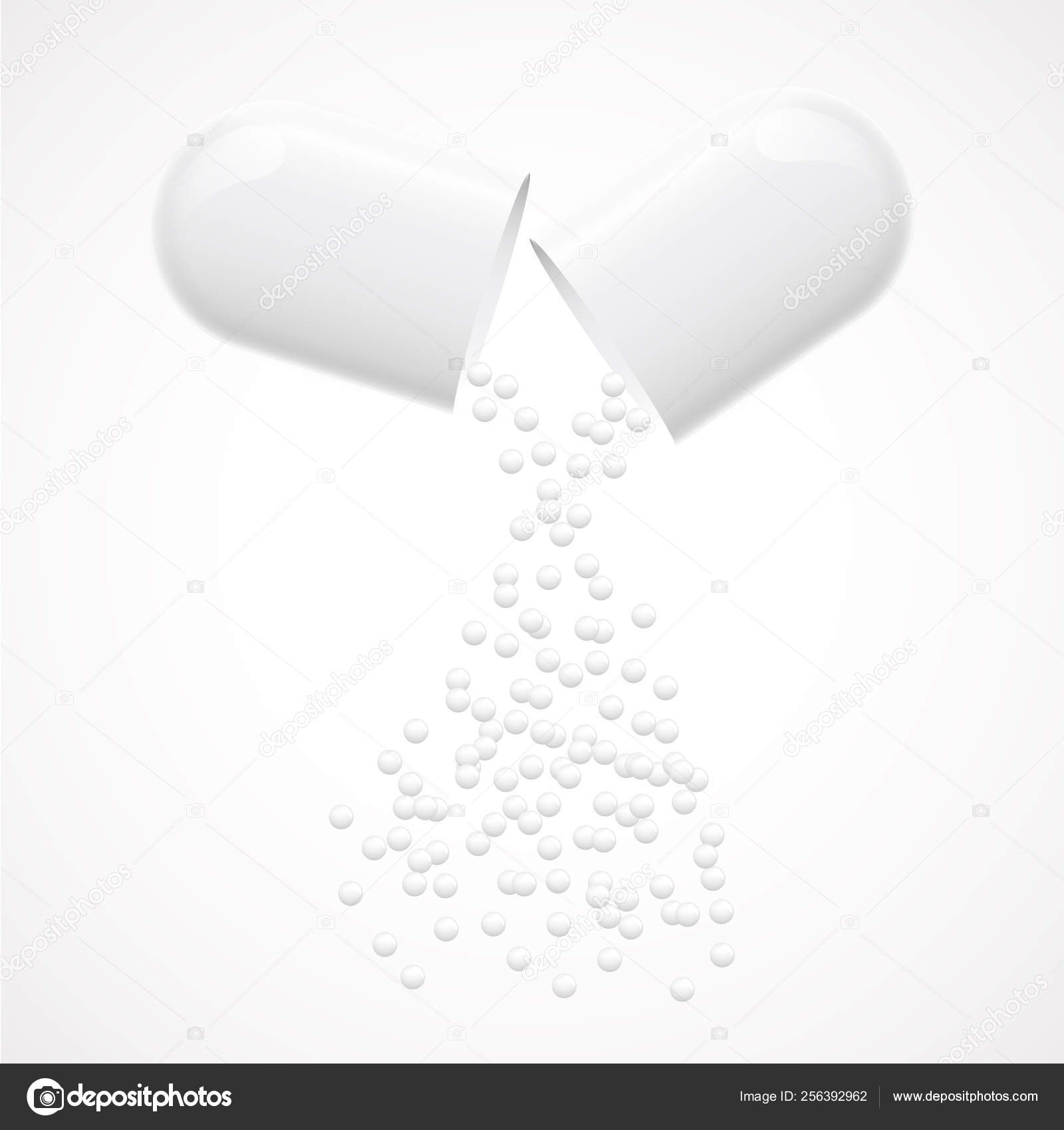 White pill on a grey background, realistic vector illustration Stock ...