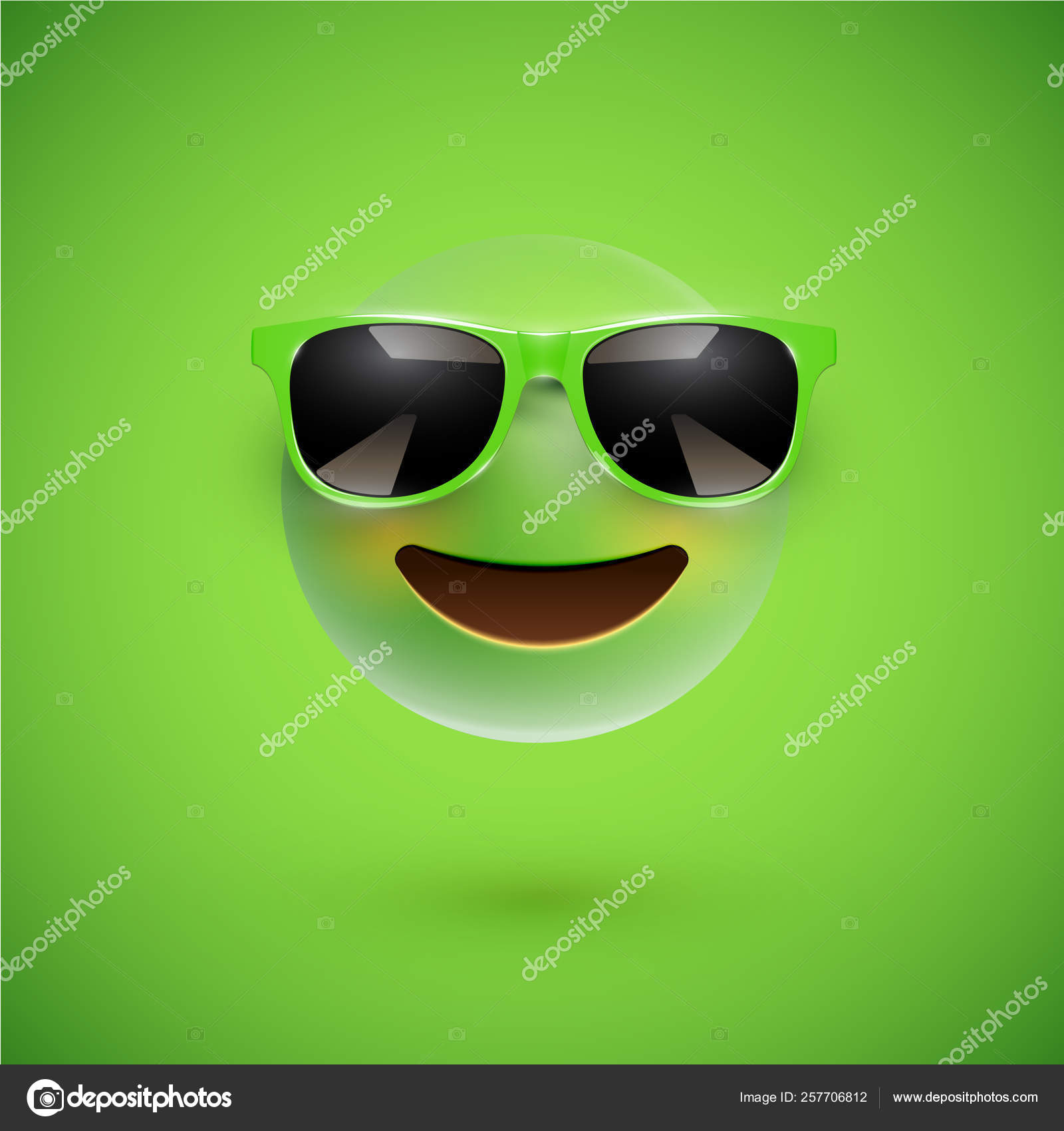 Smiley 3D très détaillé avec des lunettes de soleil sur un fond coloré ...