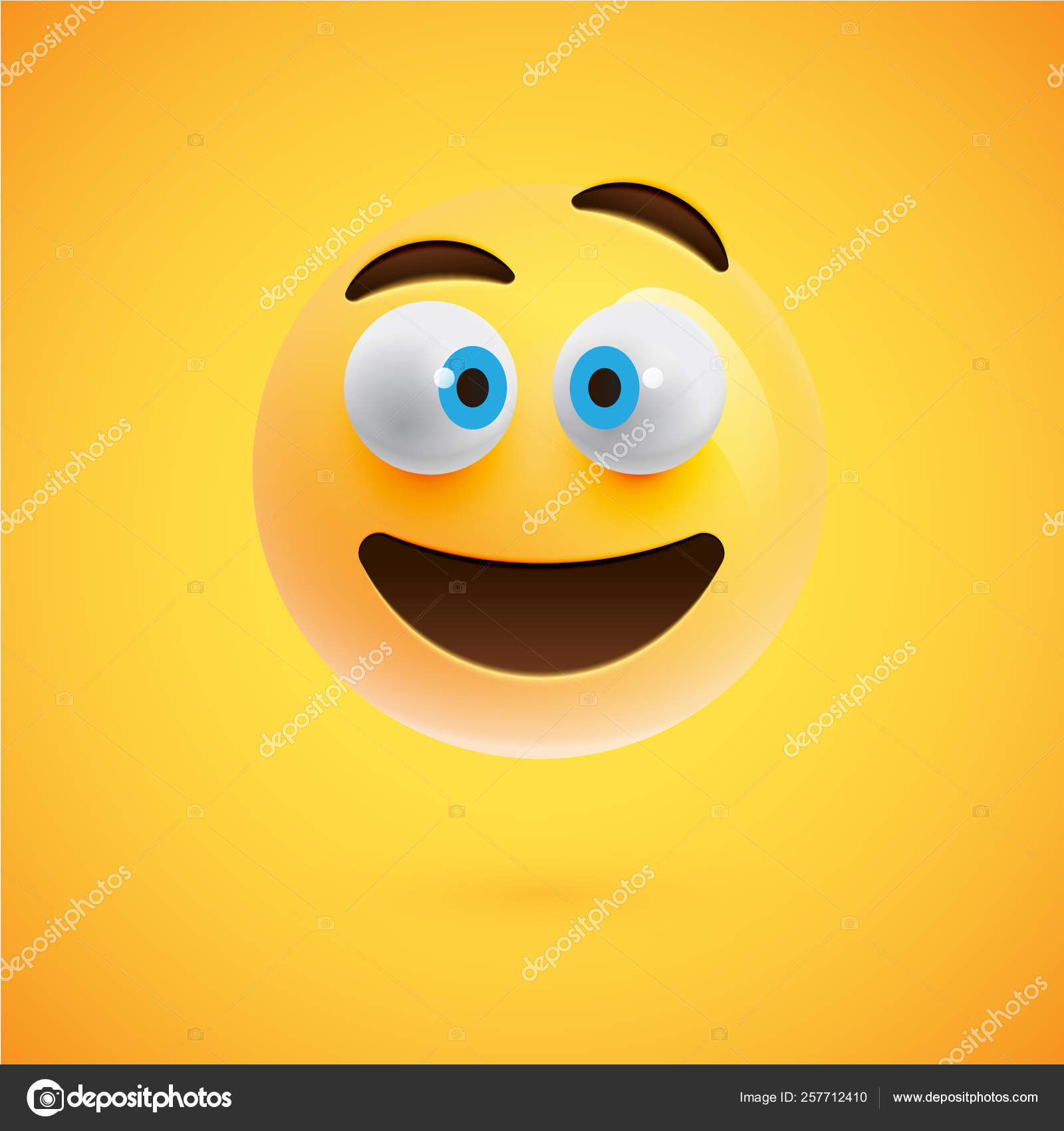 Yellow realistic emoticon smiley face, vector illustration Stock Vector ...