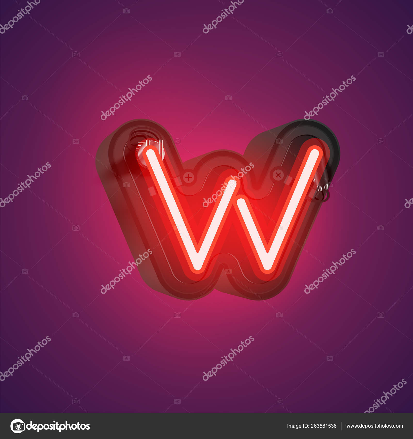 Realistic neon character from a set with console, vector illustration ...