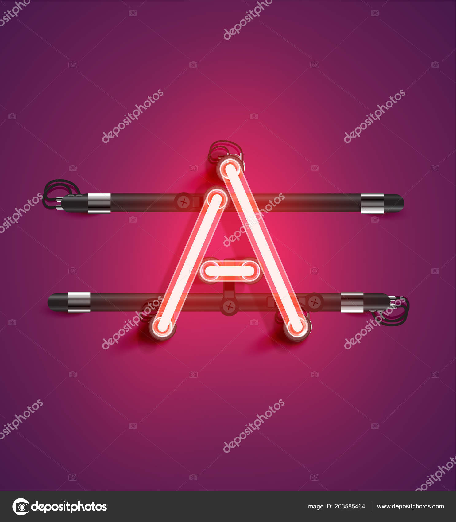 High detailed neon character from a set, vector illustration Stock ...