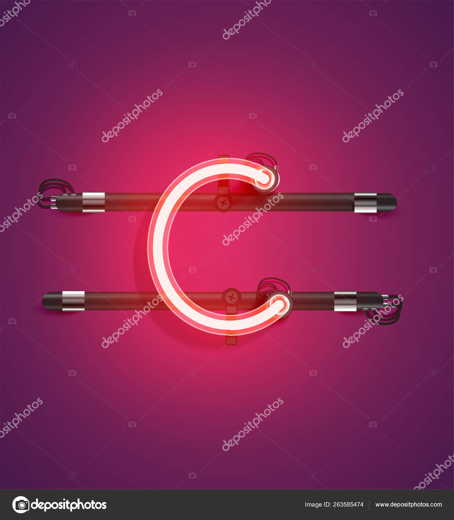 High detailed neon character from a set, vector illustration Stock ...