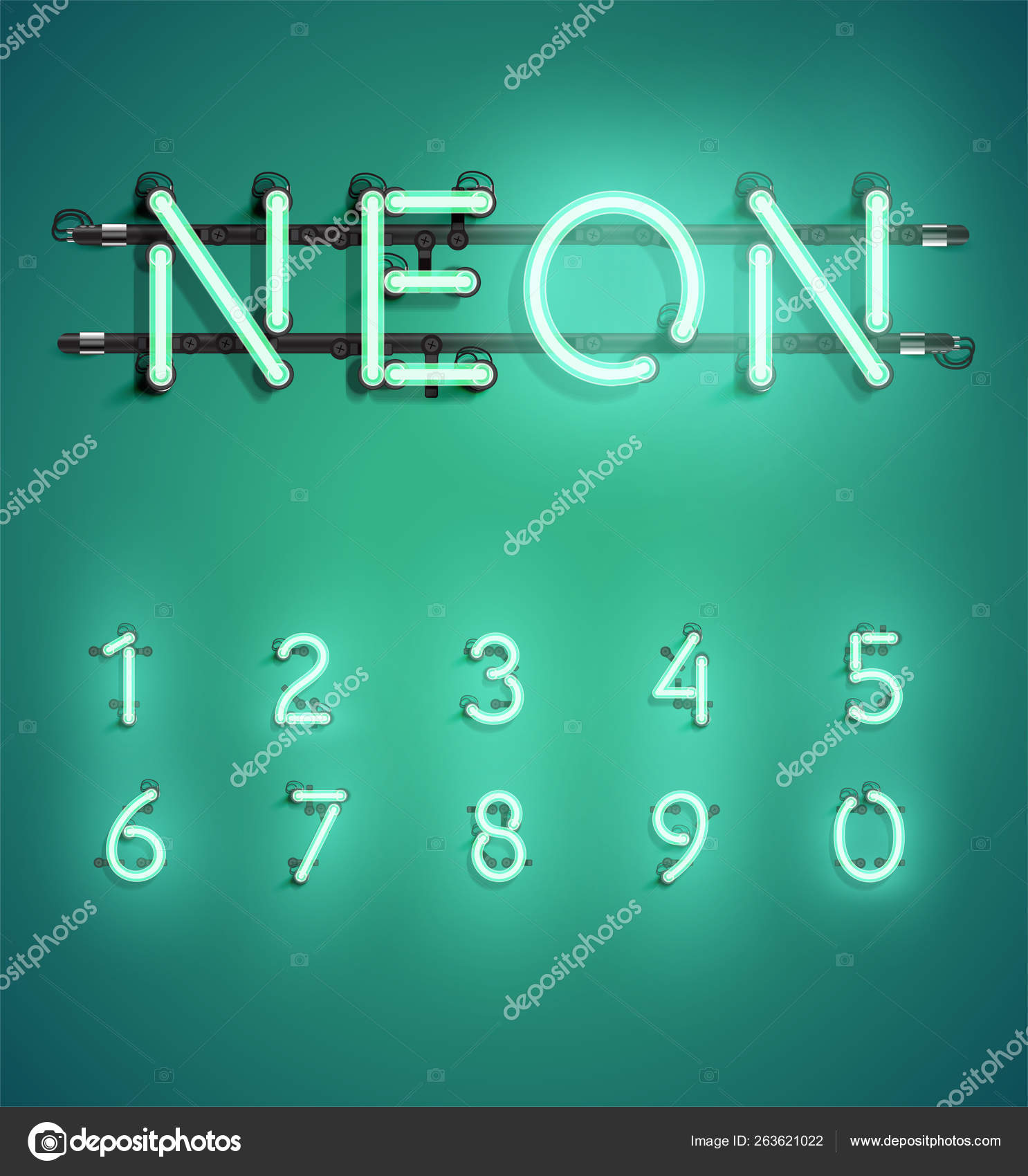High detailed neon character set, vector illustration Stock Vector by ...