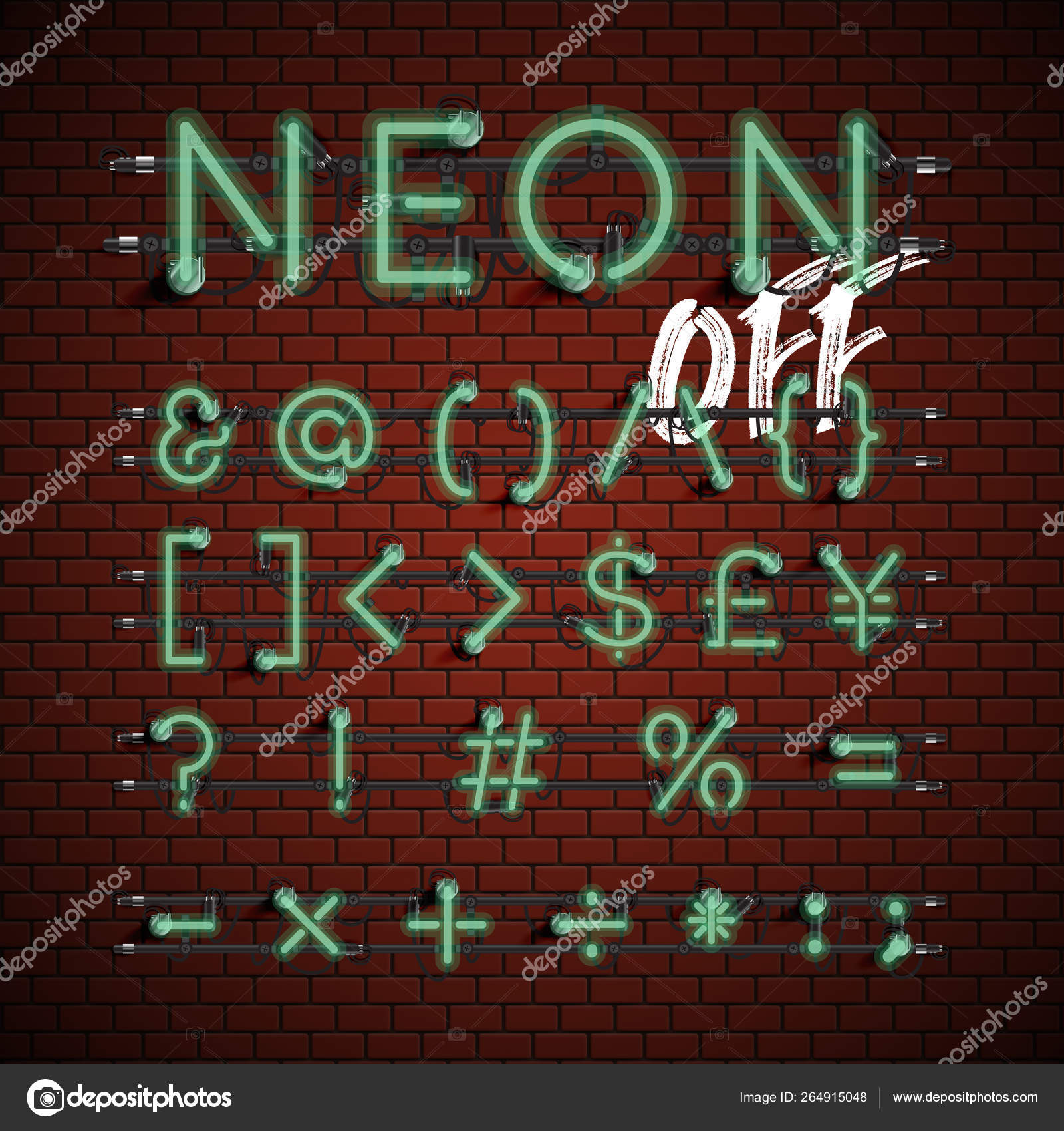 Alto conjunto de fuentes de neón detallado, ilustración vectorial ...