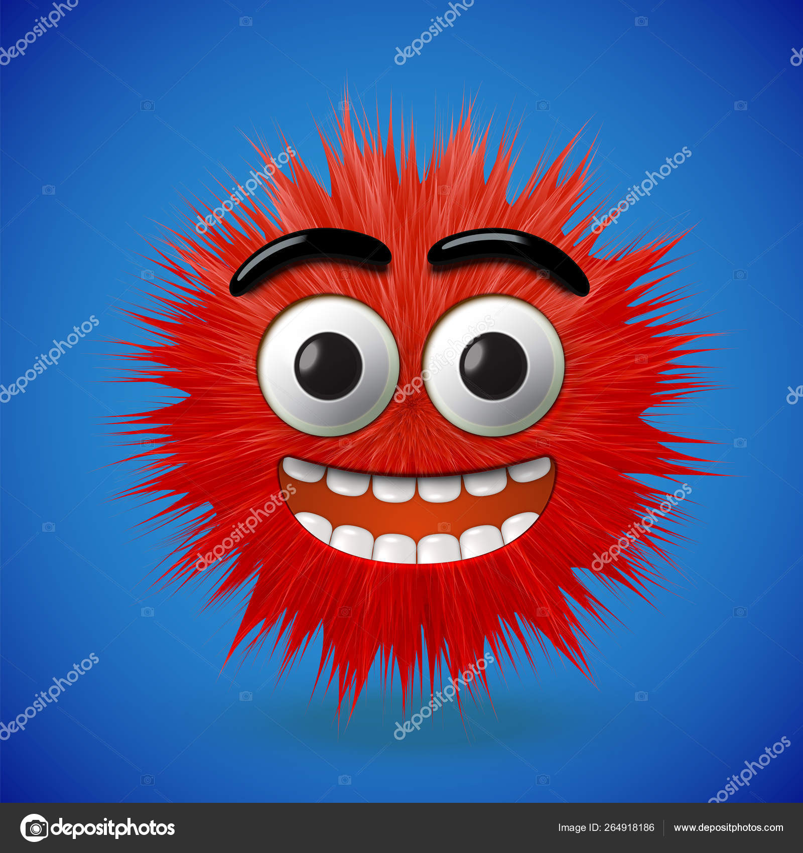 High-detailed 3D fur smiley emoticon, vector illustration Stock Vector ...