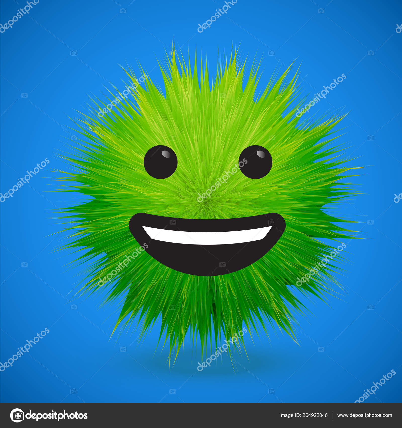 High-detailed 3D fur smiley emoticon, vector illustration Stock Vector ...