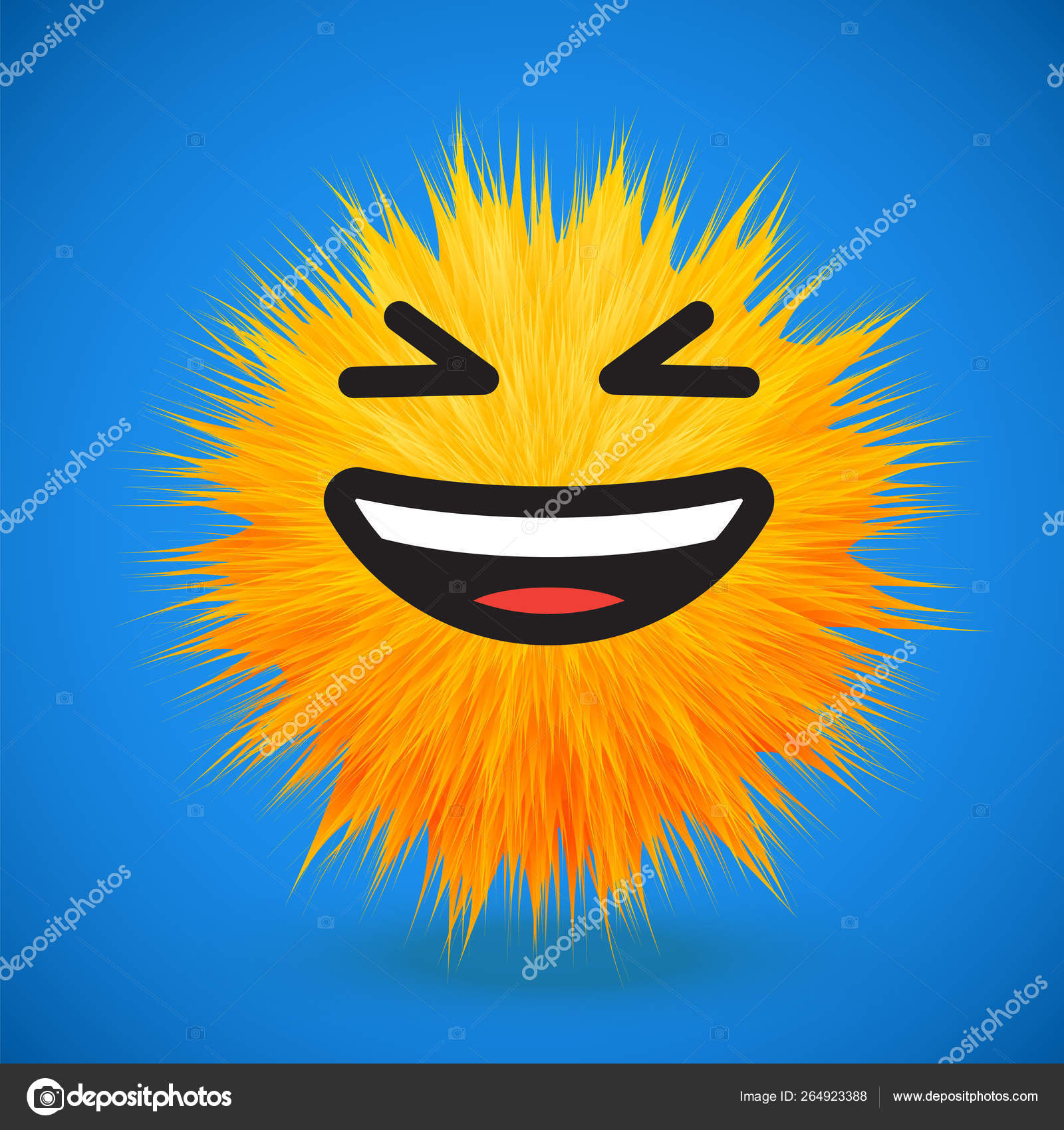 High-detailed 3D fur smiley emoticon, vector illustration Stock Vector ...