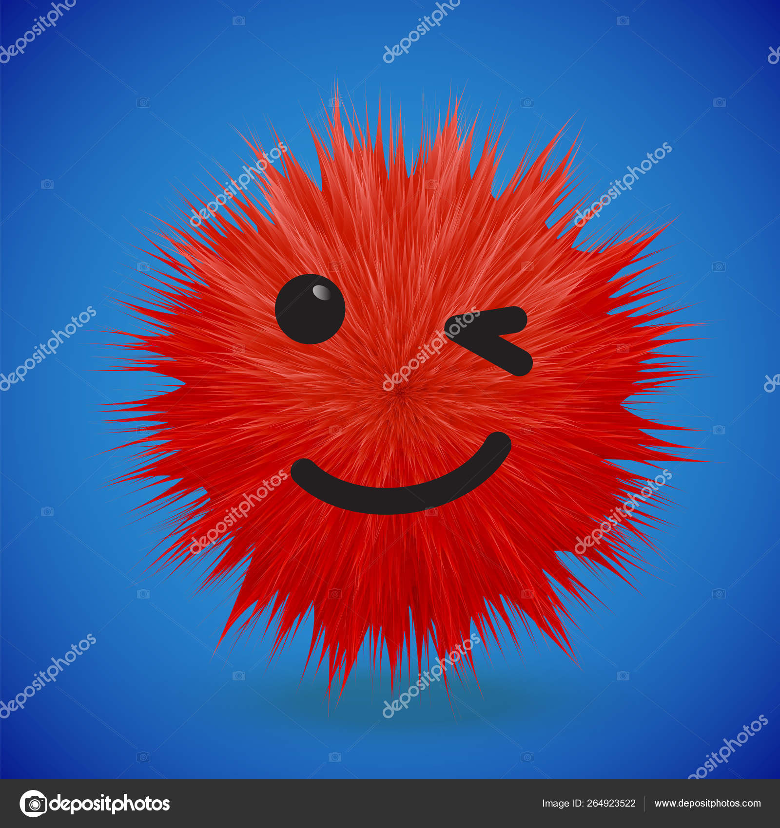 High-detailed 3D fur smiley emoticon, vector illustration Stock Vector ...