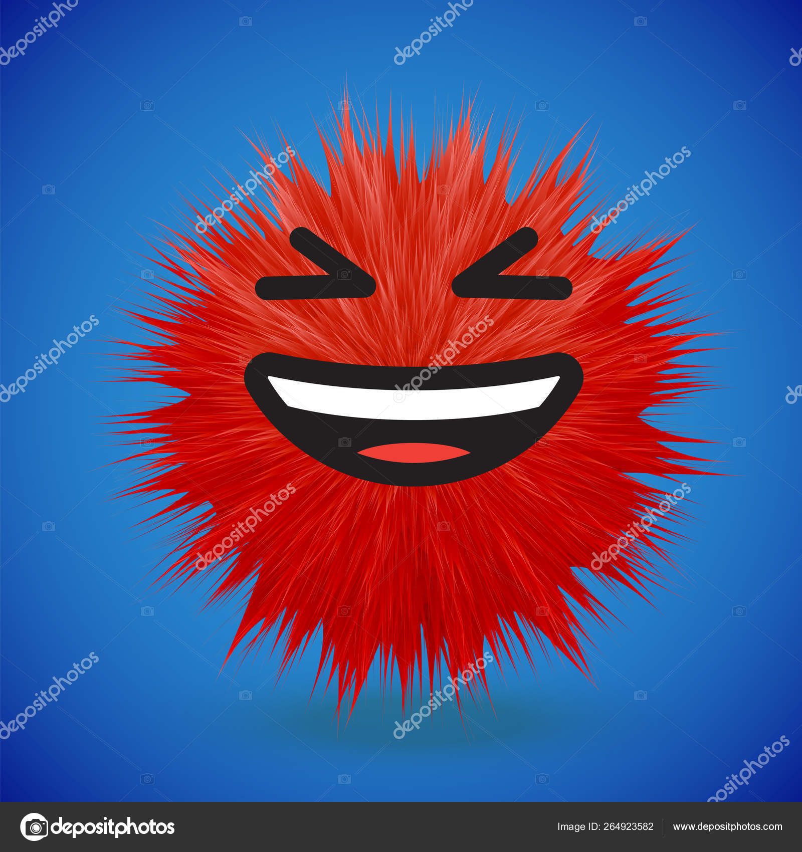 High-detailed 3D fur smiley emoticon, vector illustration Stock Vector ...