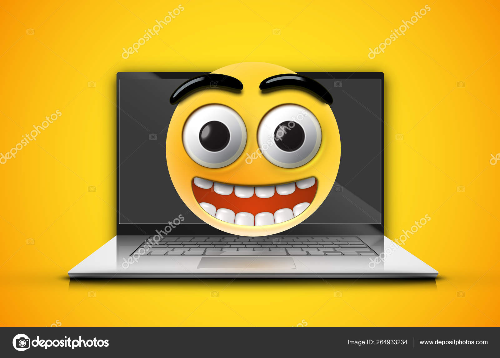 High-detailed emoticon on a notebook screen, vector illustration Stock ...