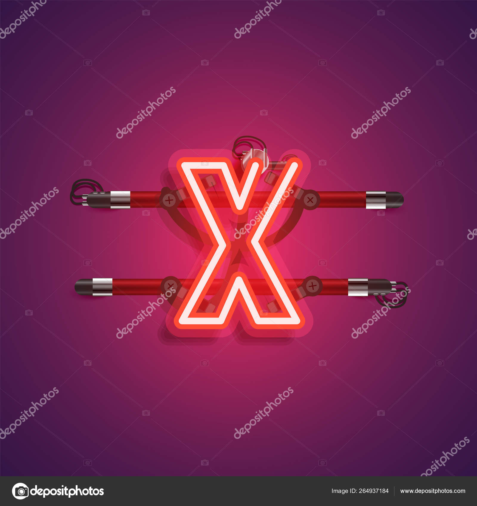 Realistic neon character with wires and console, vector illustra Stock ...