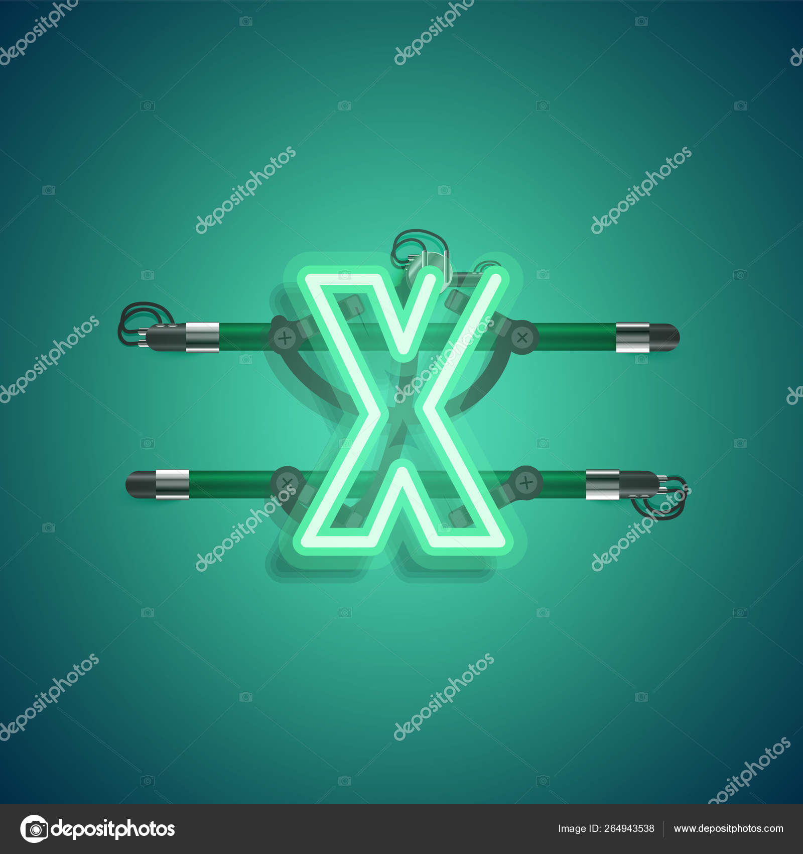 Realistic neon character with wires and console, vector illustration ...