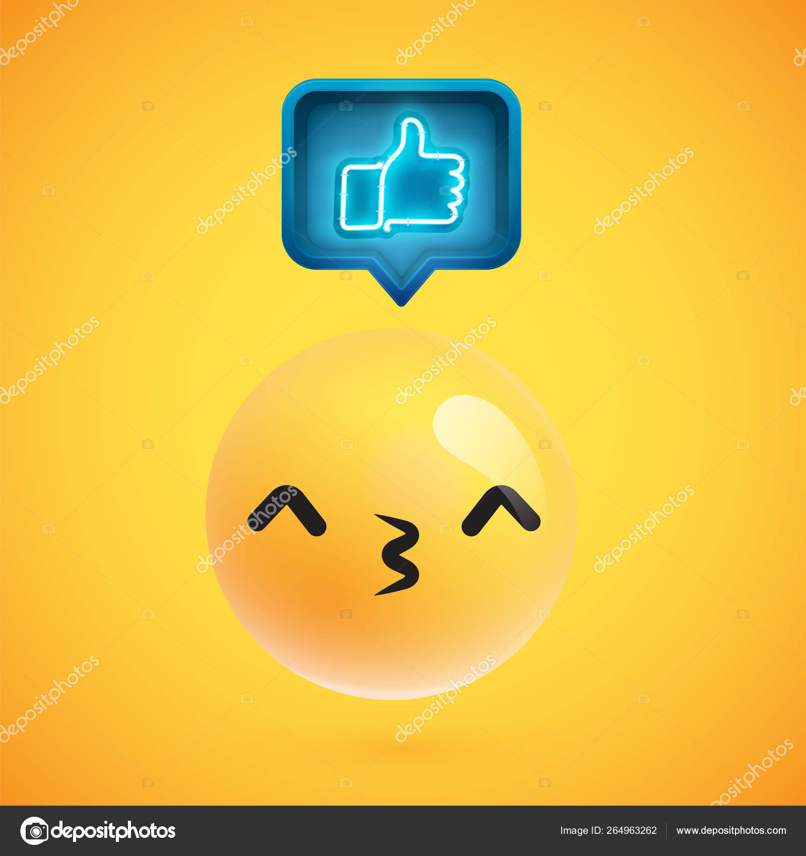 Hoch detailliertes Emoticon mit Daumen hoch Zeichen, Vektorillustration ...