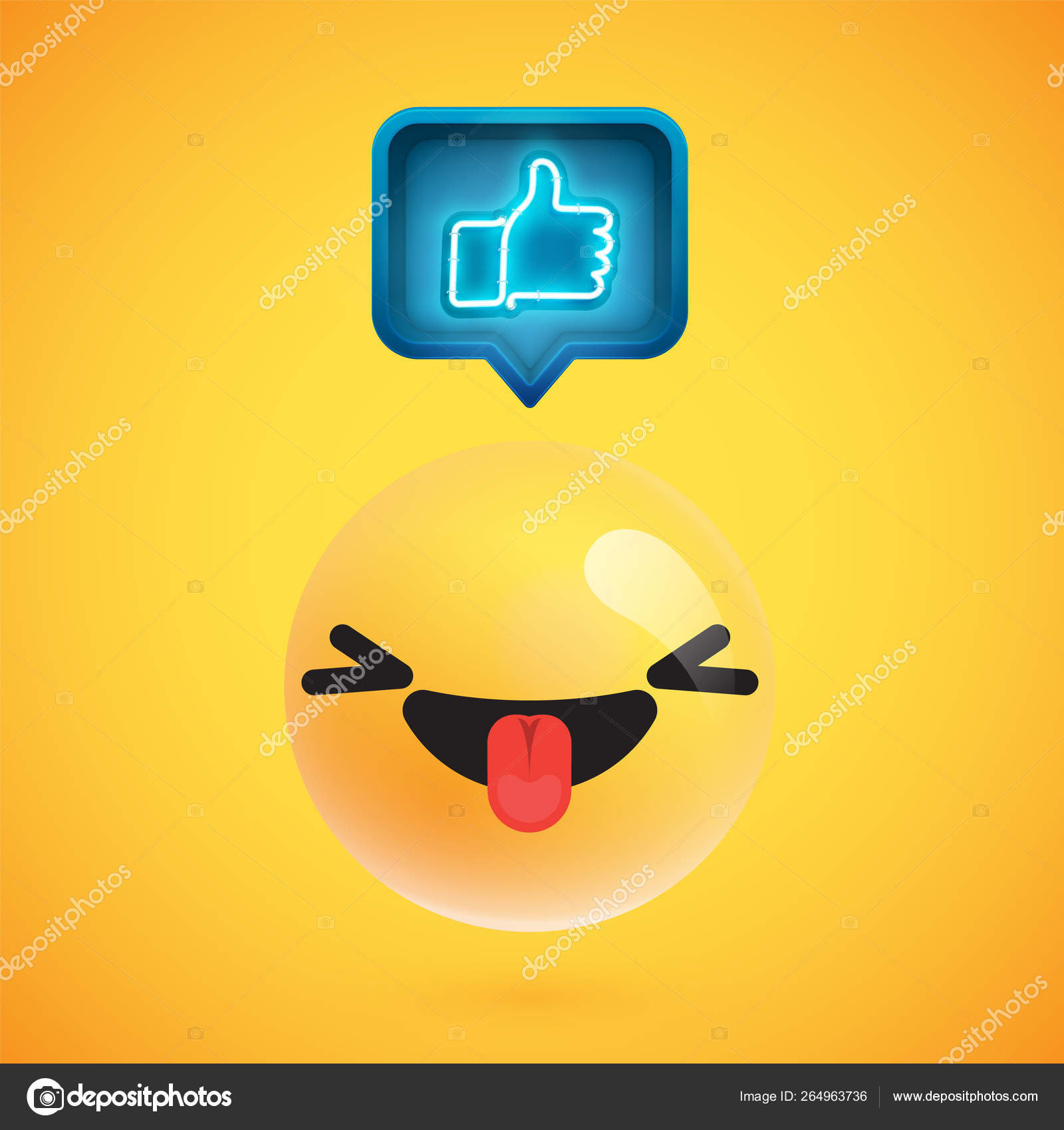 High detailed emoticon with thumbs up sign, vector illustration Stock ...