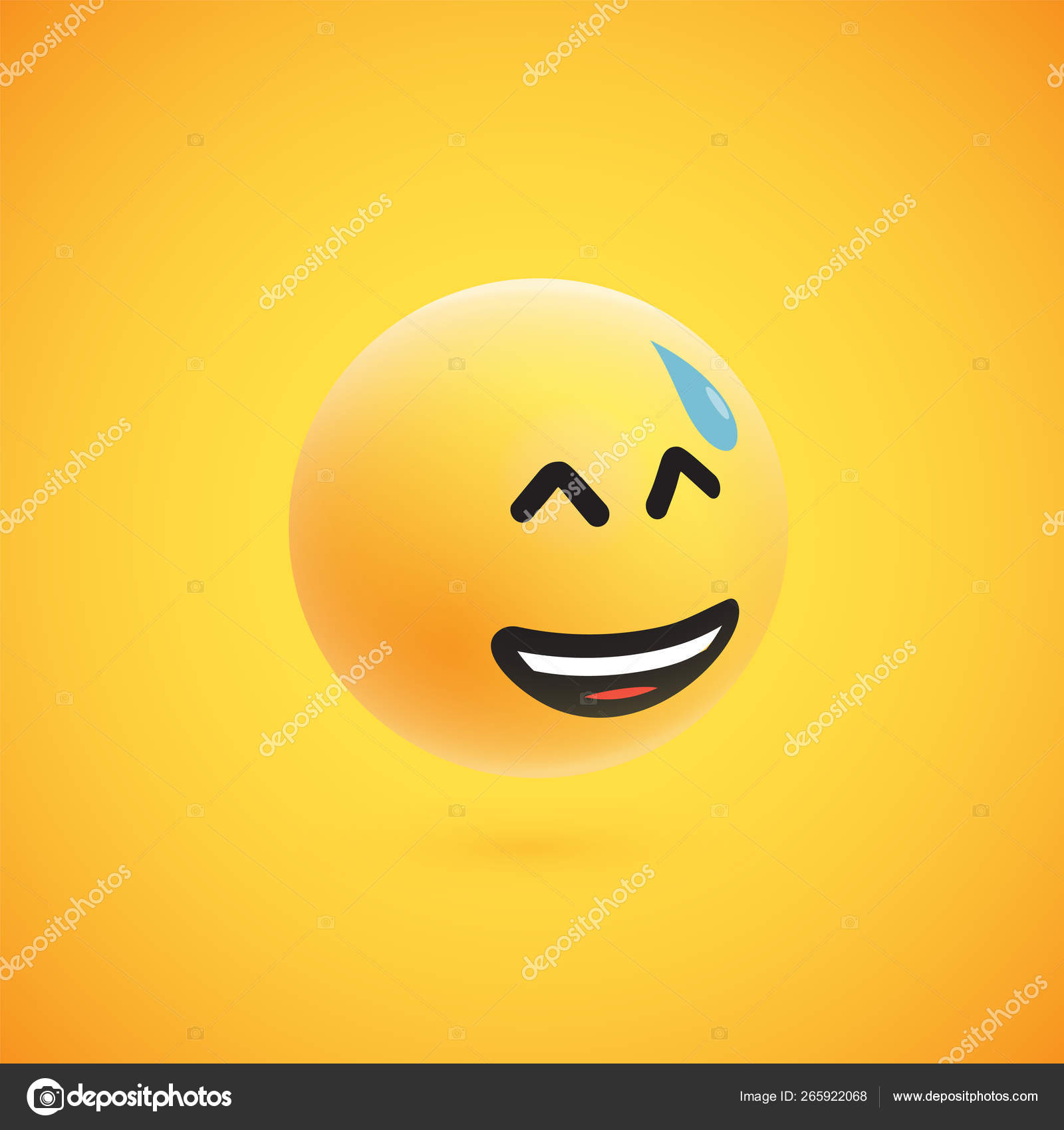 Cute high-detailed yellow 3D emoticon for web, vector illustration ...