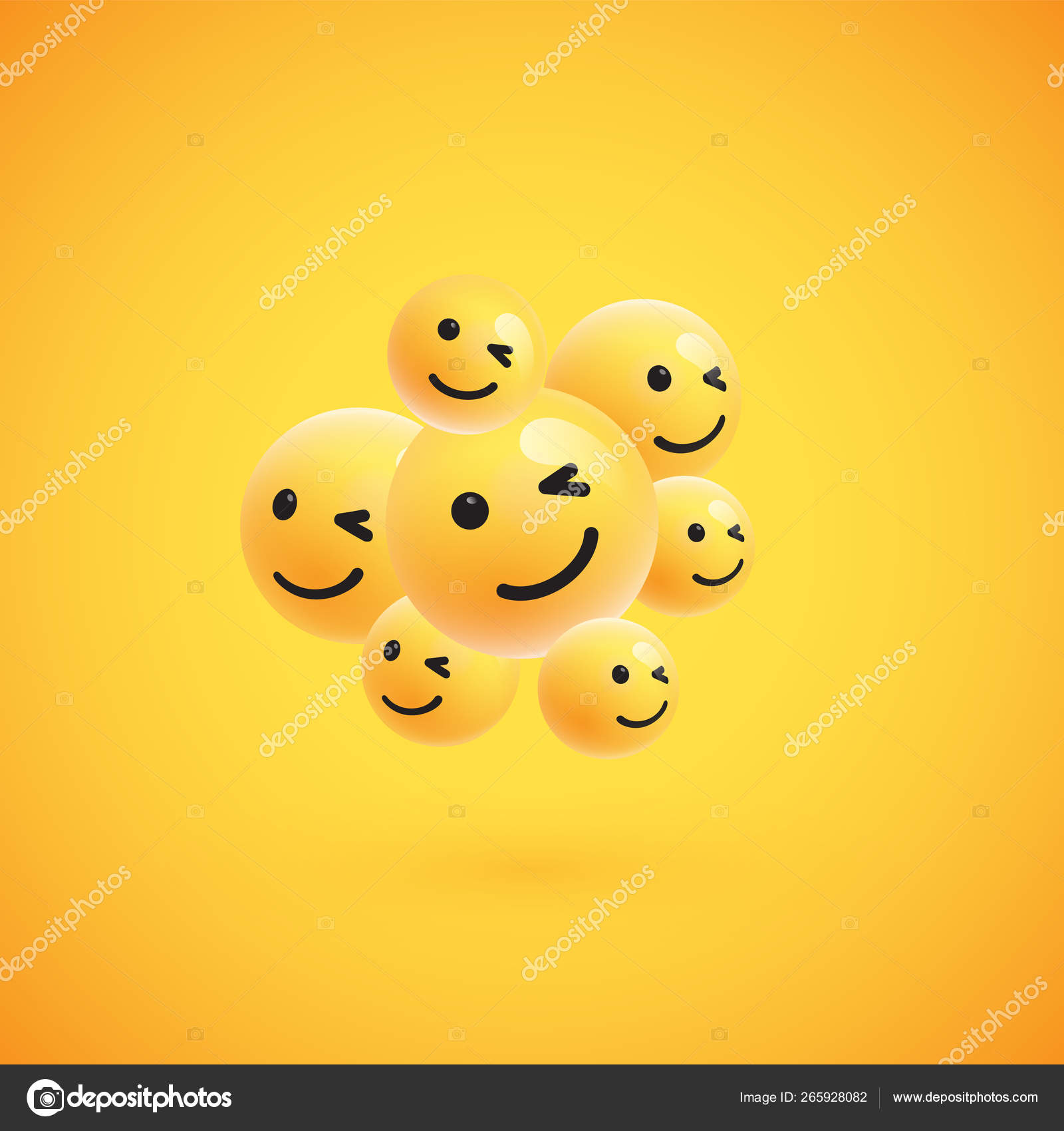 Group of high detailed yellow emoticons, vector illustration Stock ...