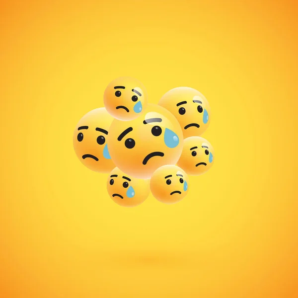 Group of high detailed yellow emoticons, vector illustration Stock ...
