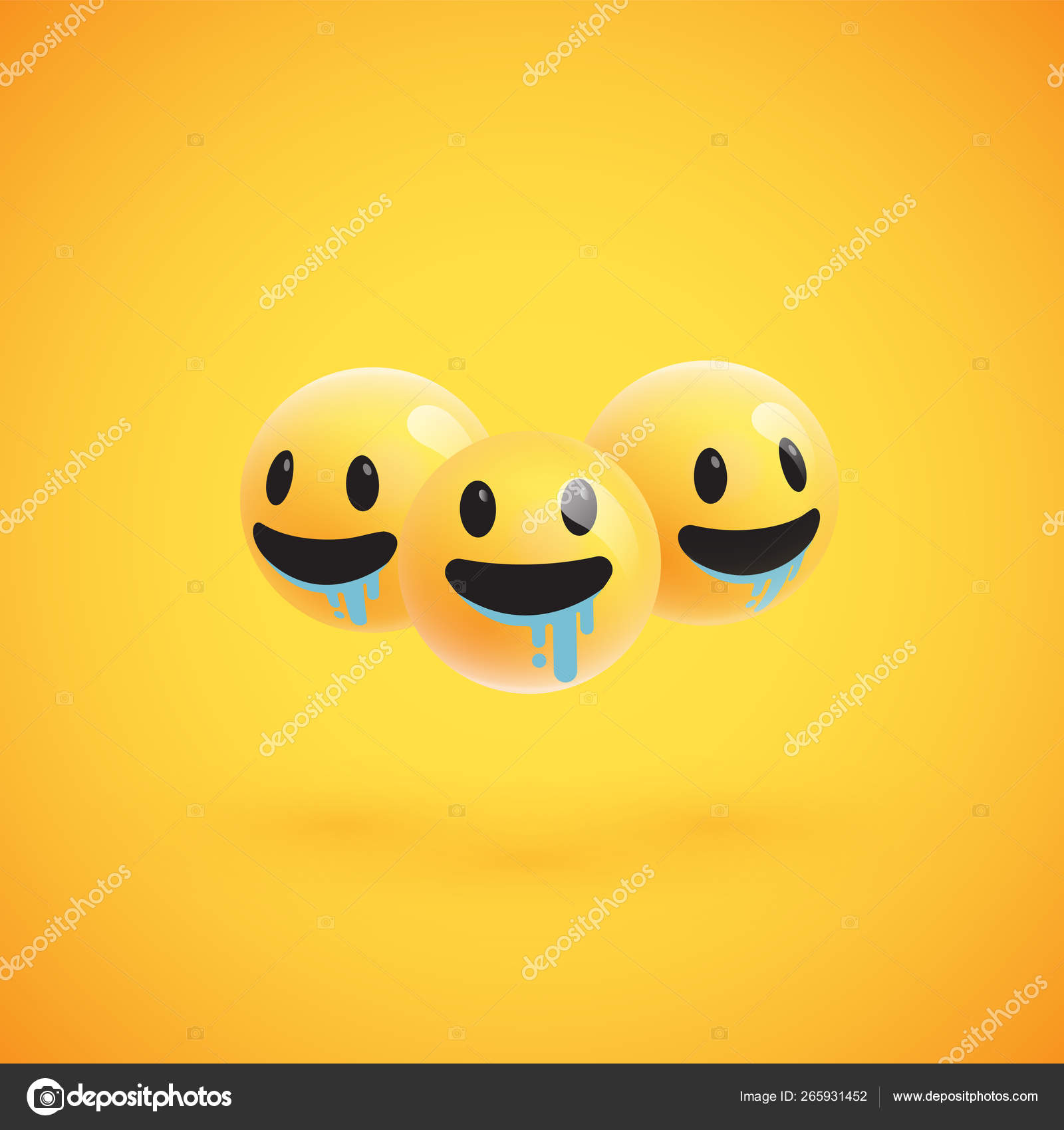Group of high detailed yellow emoticons, vector illustration Stock ...