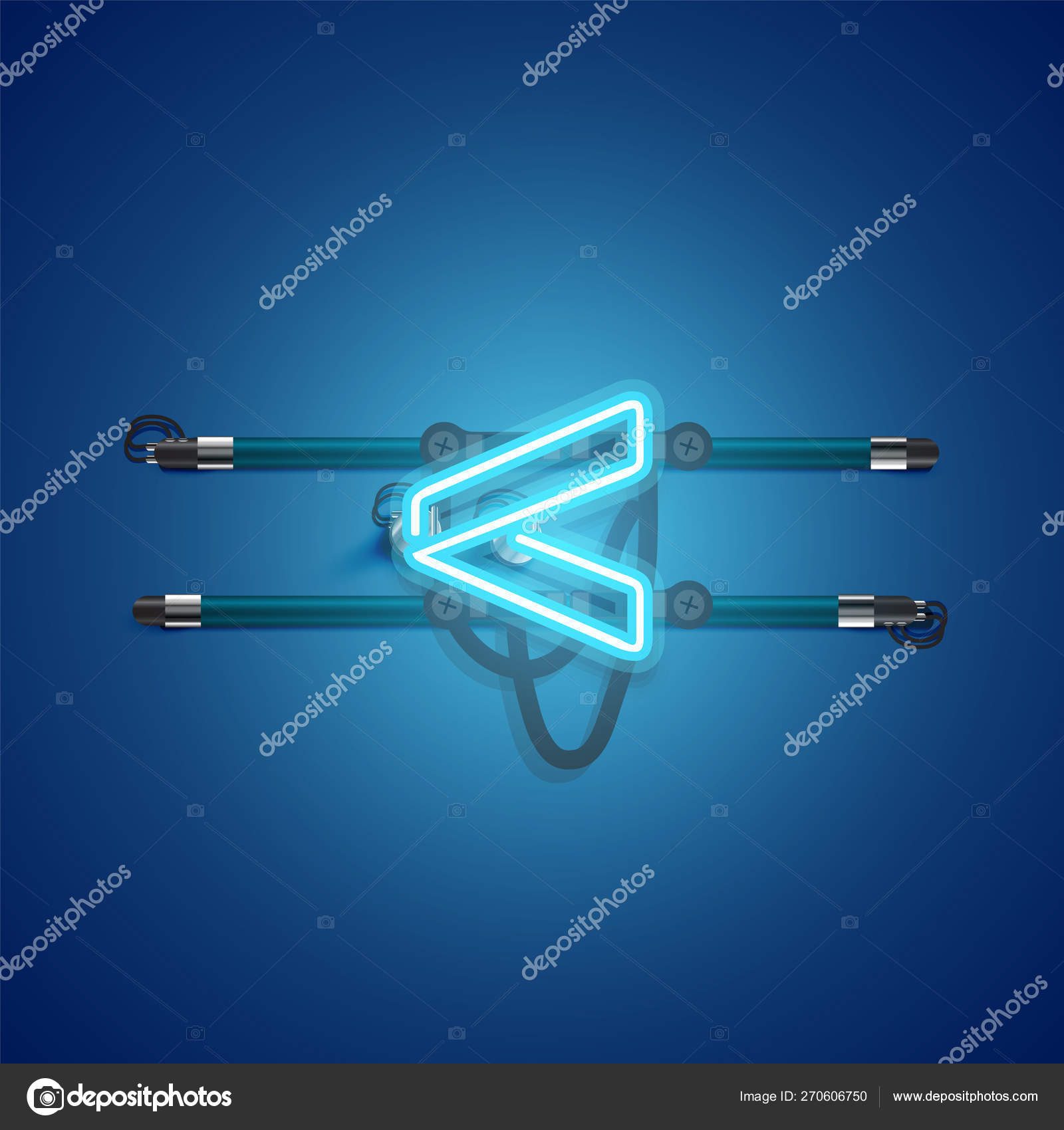 Realistic glowing blue neon charcter, vector illustration Stock Vector ...