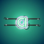Realistic glowing double neon charcter on and off from a fontset Stock ...