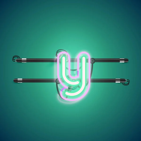 Realistic glowing double neon charcter on and off from a fontset Stock ...