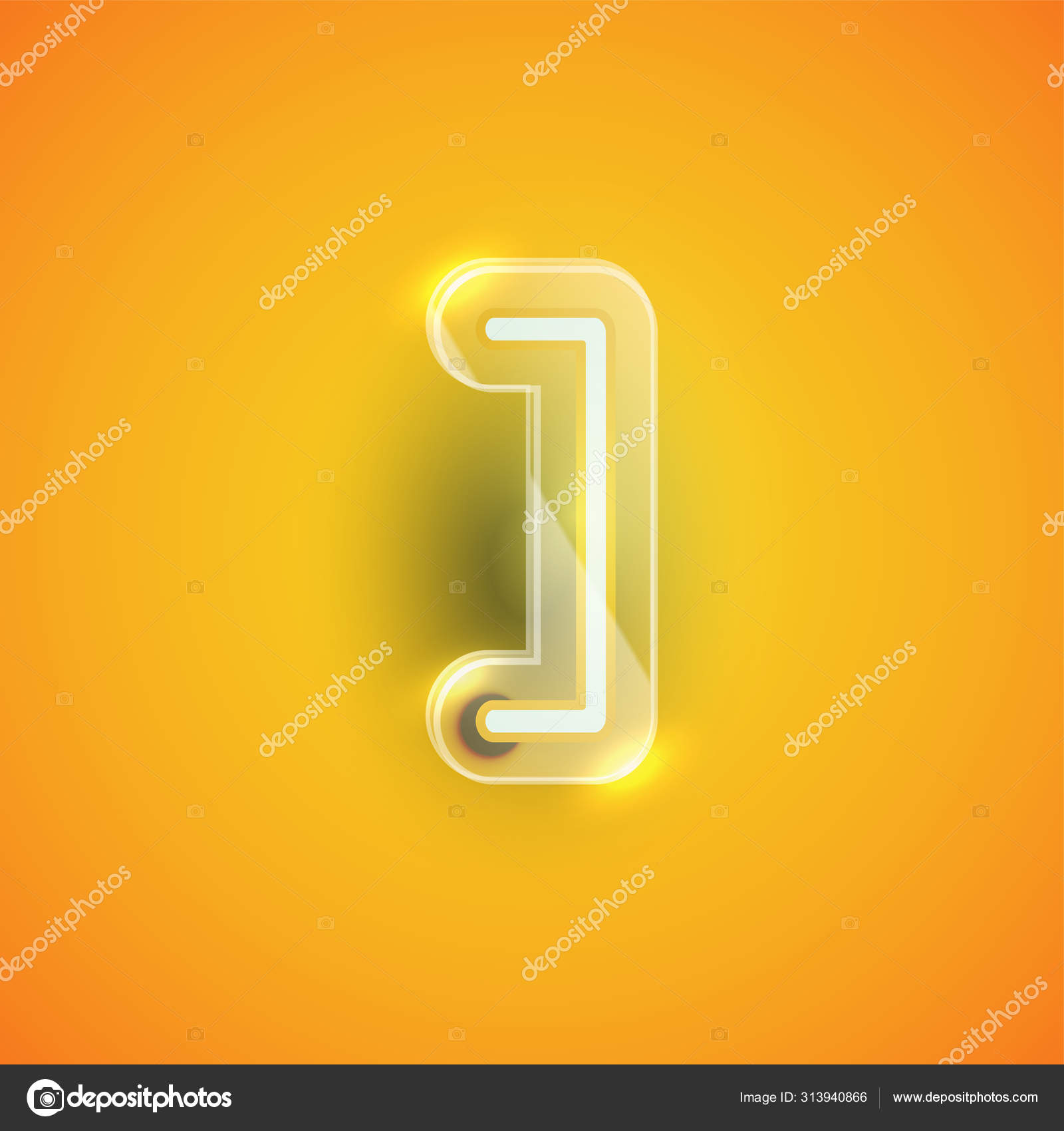 Realistic neon 'bracket' character with plastic case around, vec Stock ...