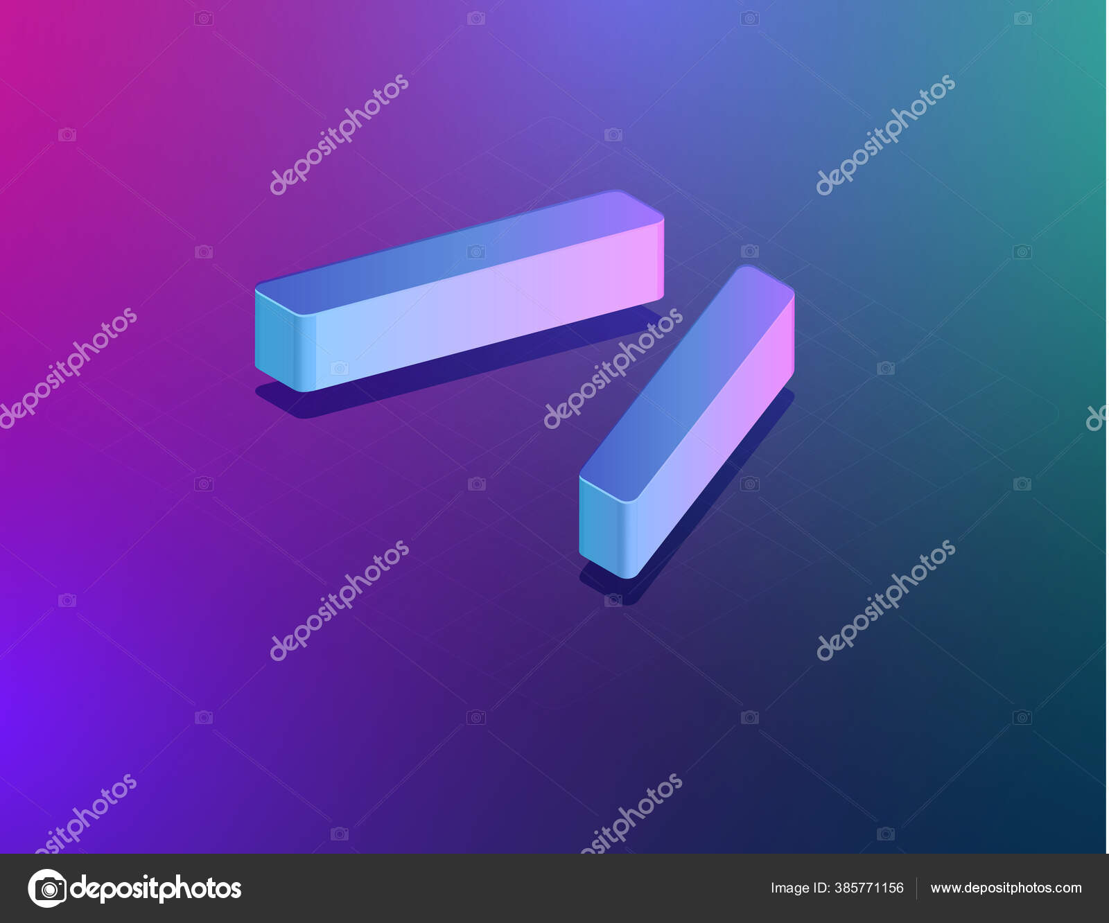 'Three Dee' Tech Font Slash Character Isometric Vector Illustration ...
