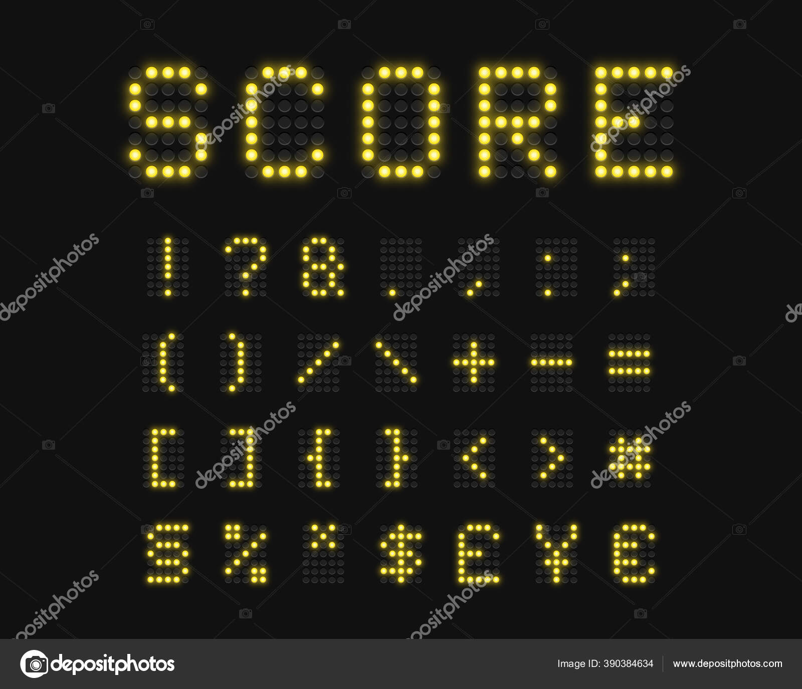 Realistic Digital Scoreboard Font Set Vector Illustration Stock Vector ...
