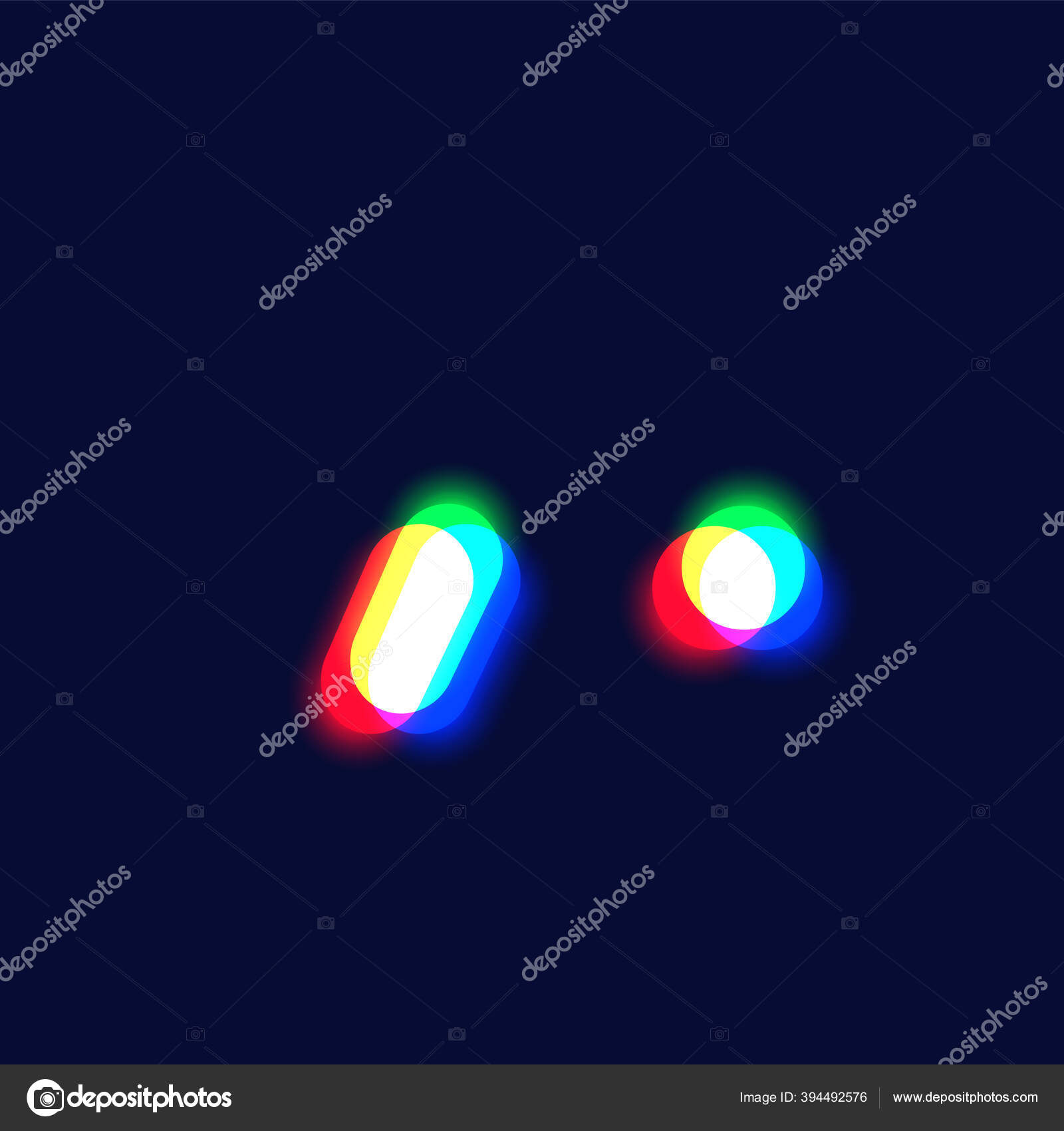 Realistic Chromatic Aberration Character 'Apostrophe Full Stop' Fontset ...