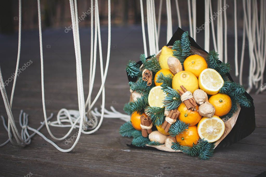 Ramo de Navidad. Ramo de frutas. Ramo comestible. 2022