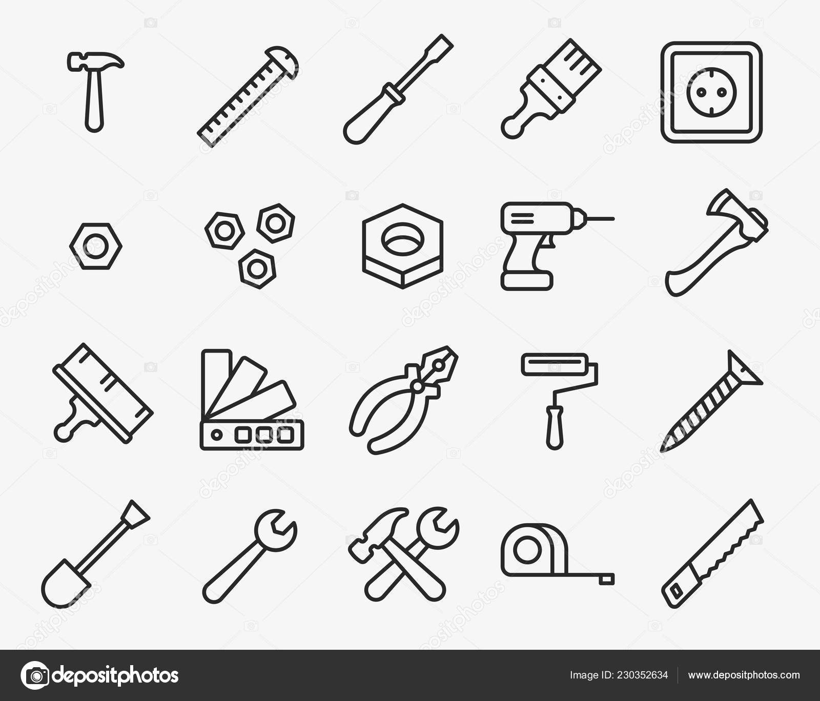 Repair Tools Minimal Flat Line Outline Stroke Icon Pictogram Symbol Stock Vector by ©kosmofish ...
