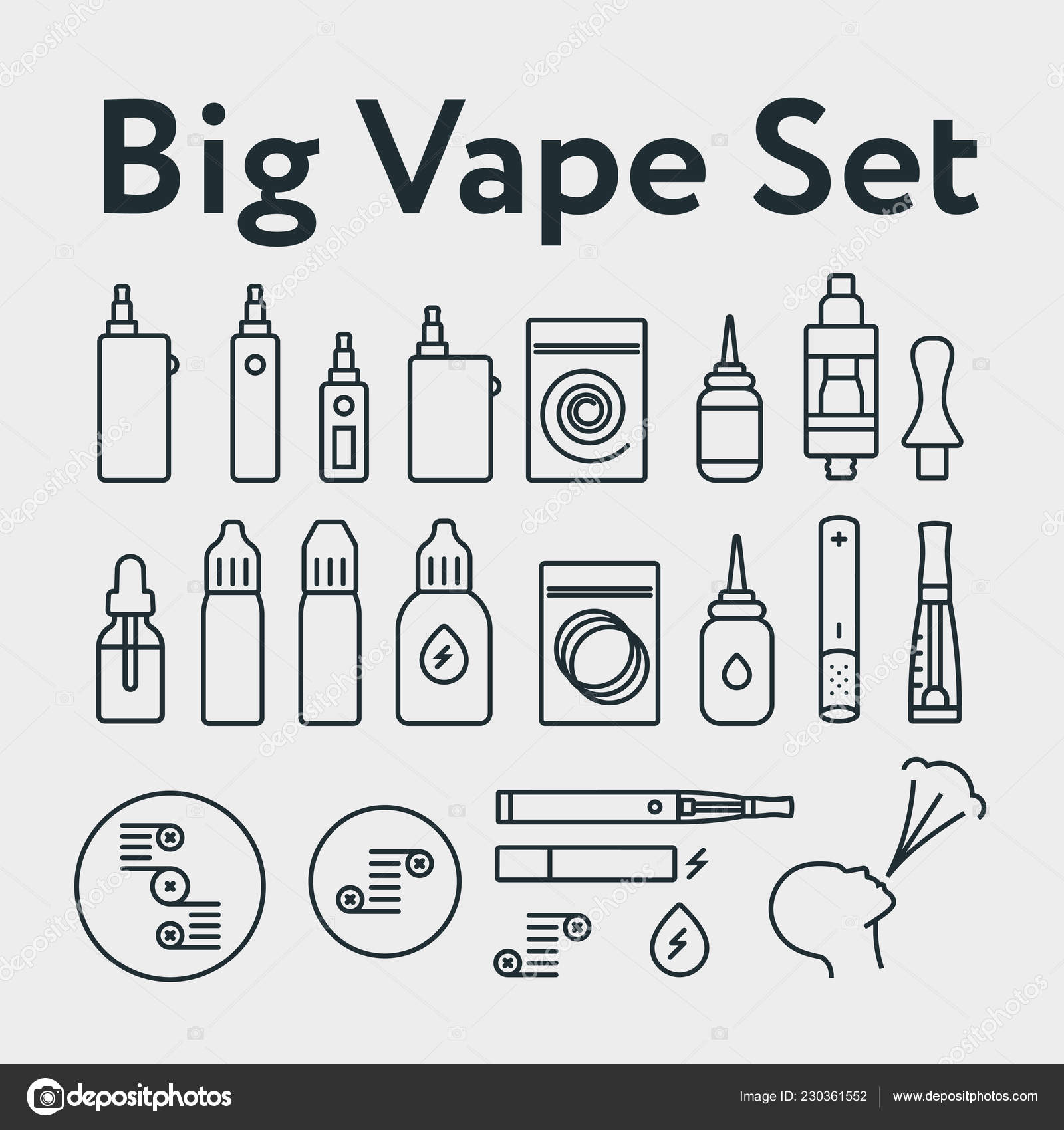 Big Vaping Electronic Cigarette Minimal Flat Line Outline Stroke Icon ...