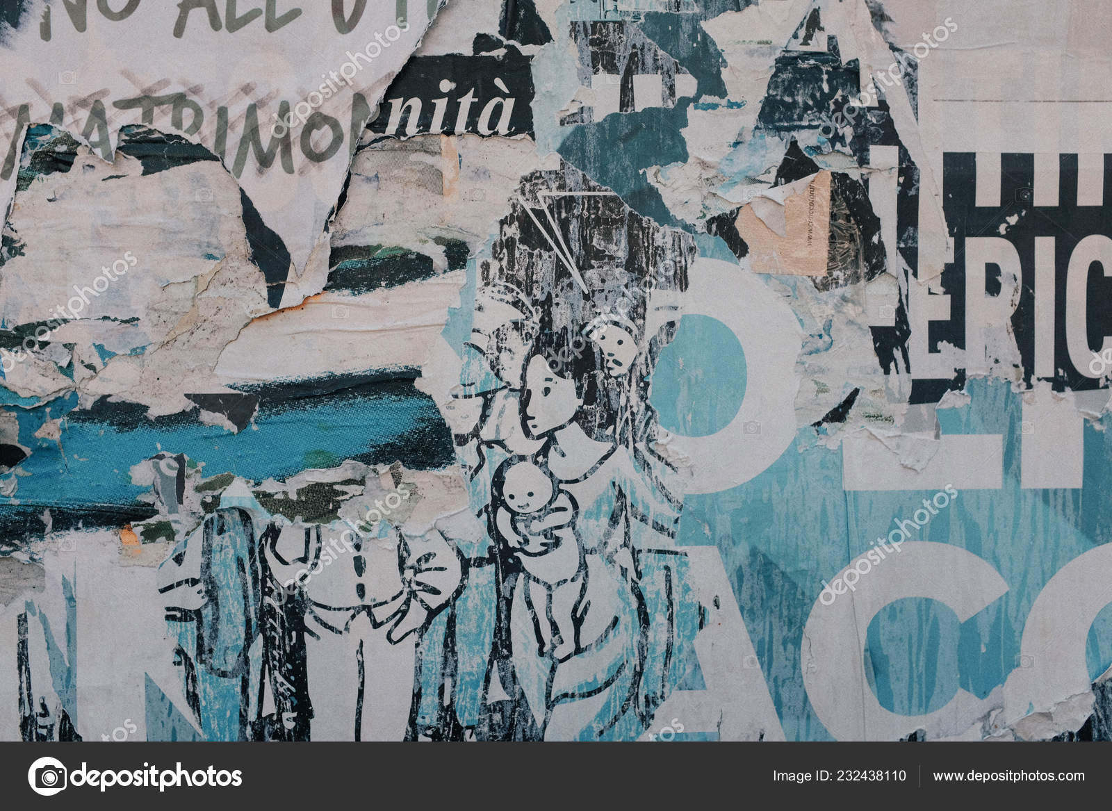 Torn Ripped Paper Poster Street Wall Surface Grunge Rough Dirty Stock ...