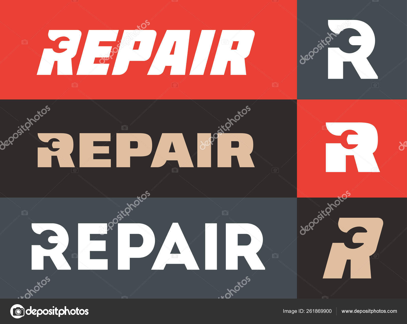 Repair Service Fix Inscription Emblem Letter Wrench Logo Design ...