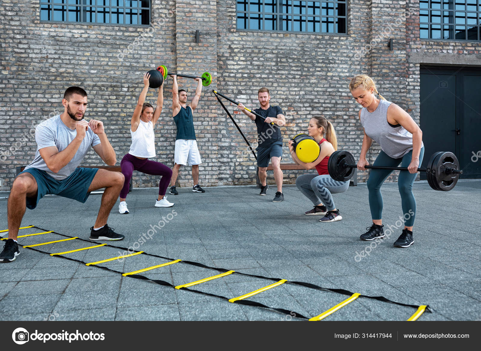 Agility ladder workout and weight lifting Stock Photo by ©didesign ...