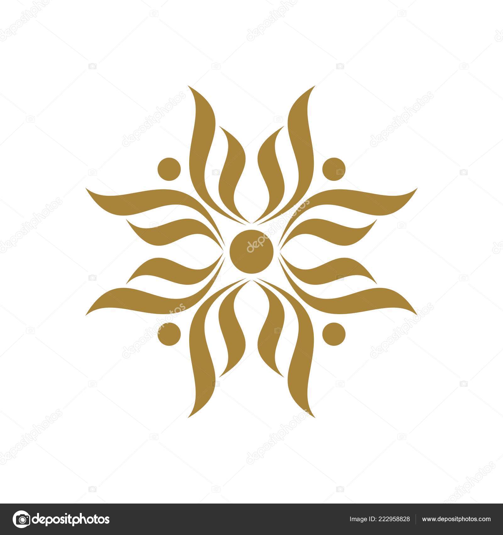 Star Flower Ornamental Sign Logo Template White Background Stock Vector ...
