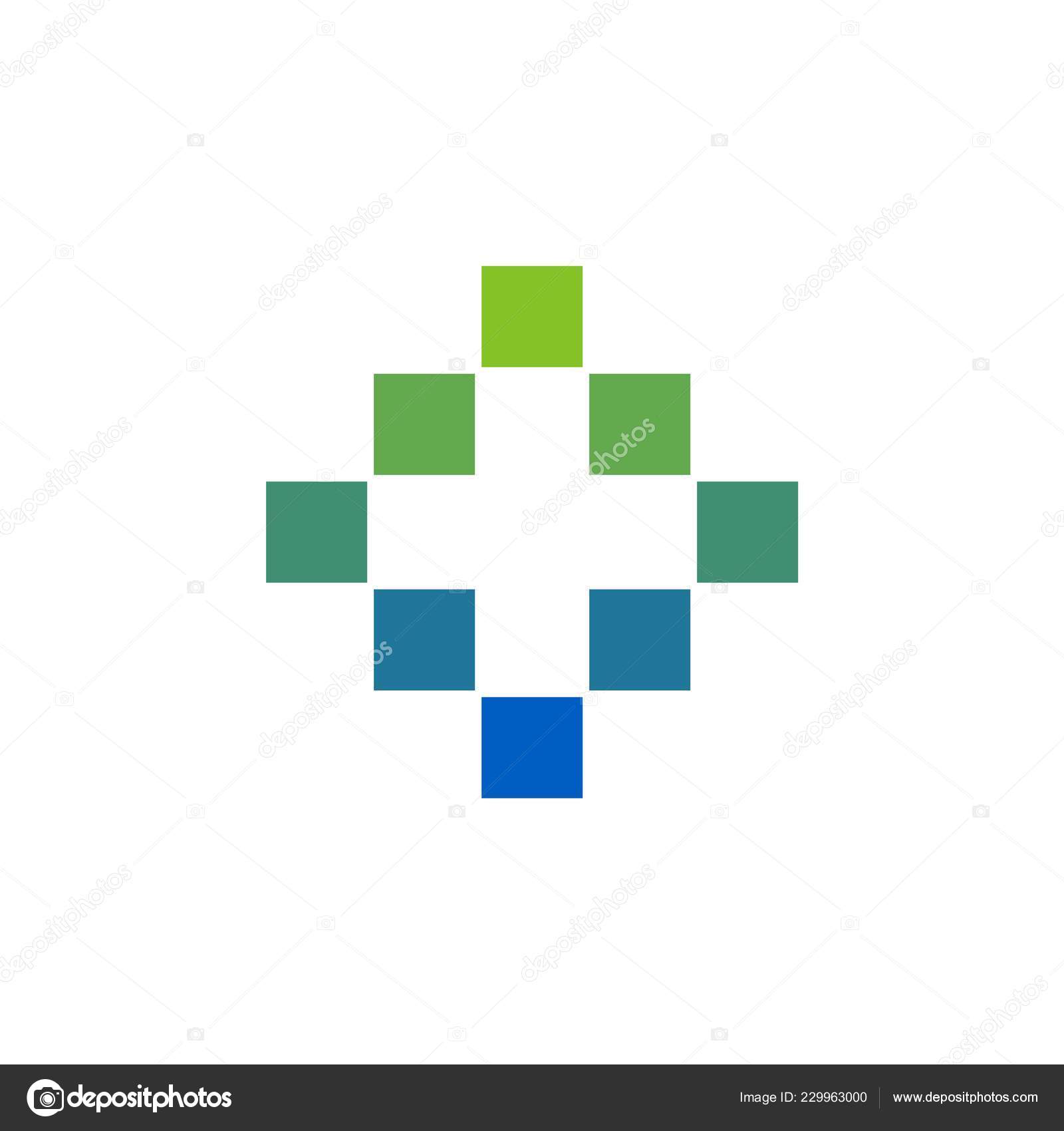 Health Care Cross Square Pixel Logo Template Stock Vector Image by ...