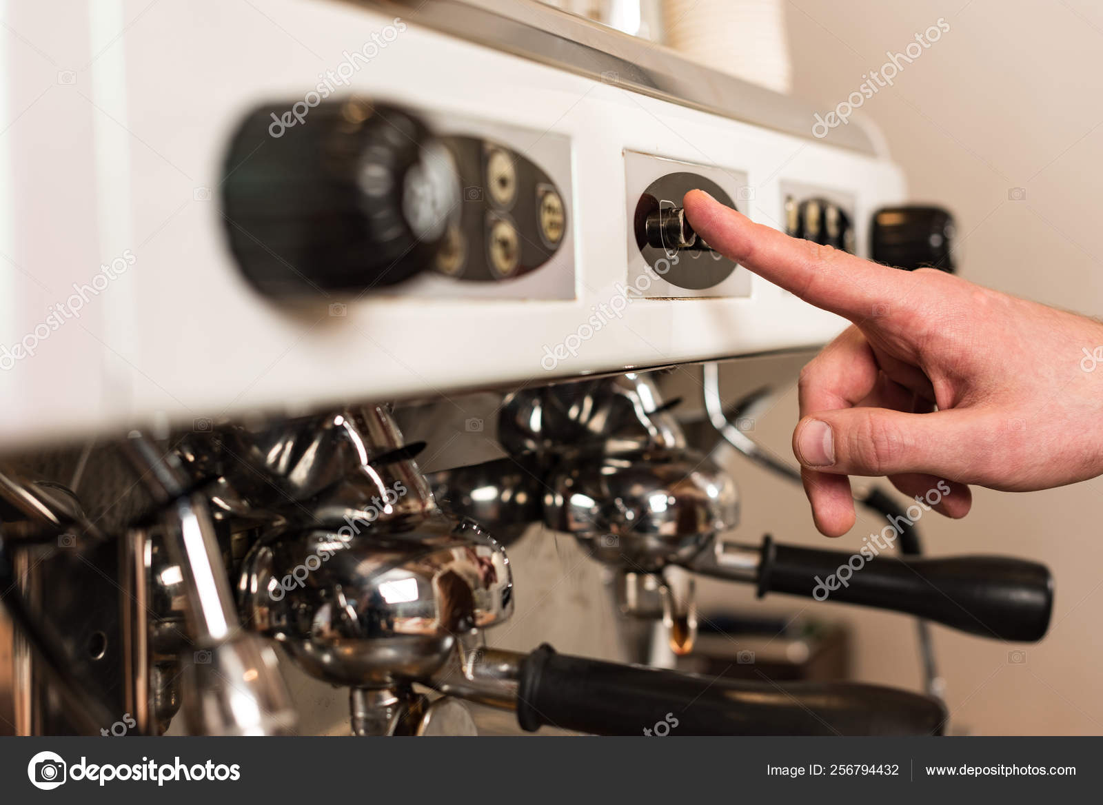 Cropped View Barista Using Coffee Machine Cafe — Stock Photo ...