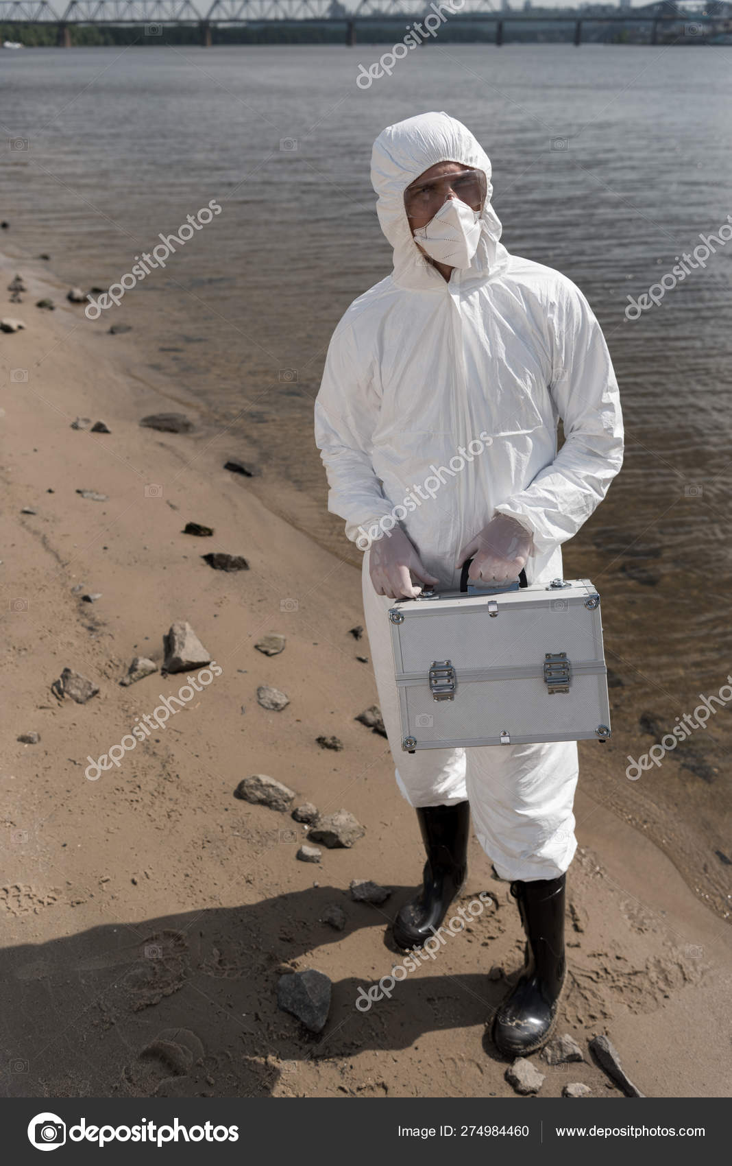 Full Length View Water Inspector Protective Costume Respirator Goggles ...