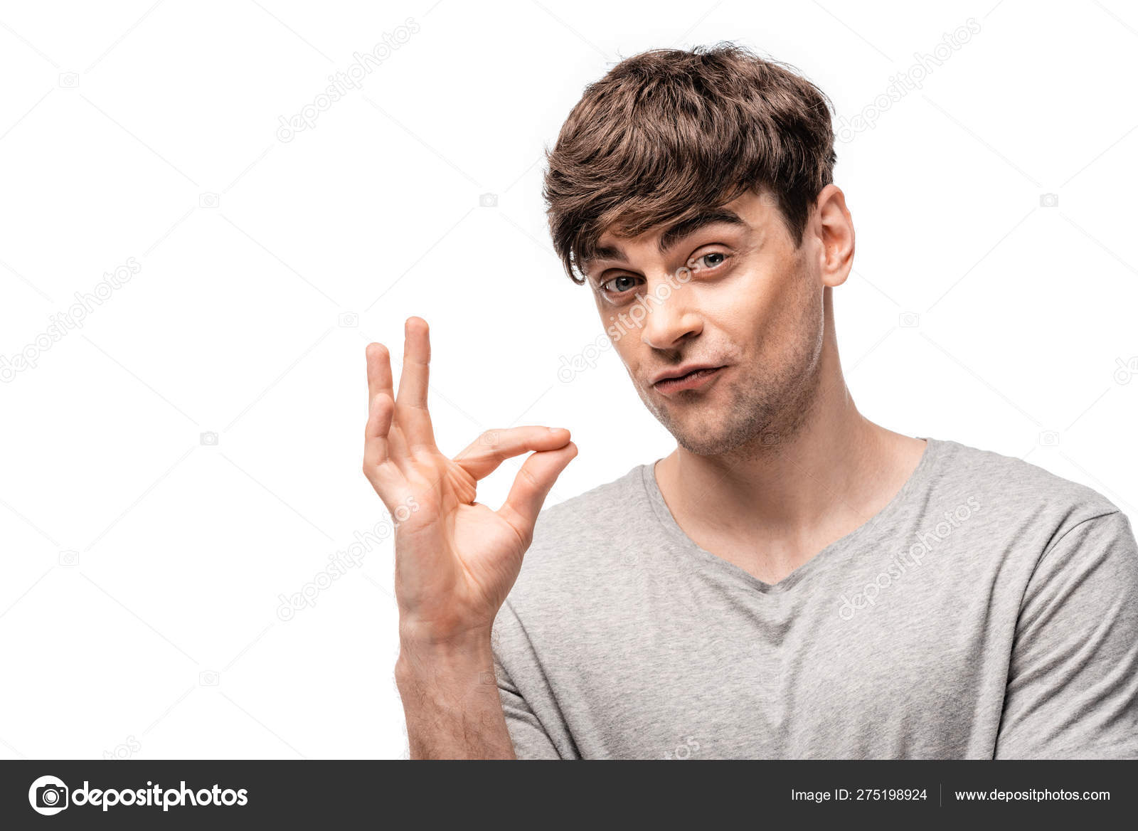 Handsome Young Man Showing Shut Sign Looking Camera Isolated White ...