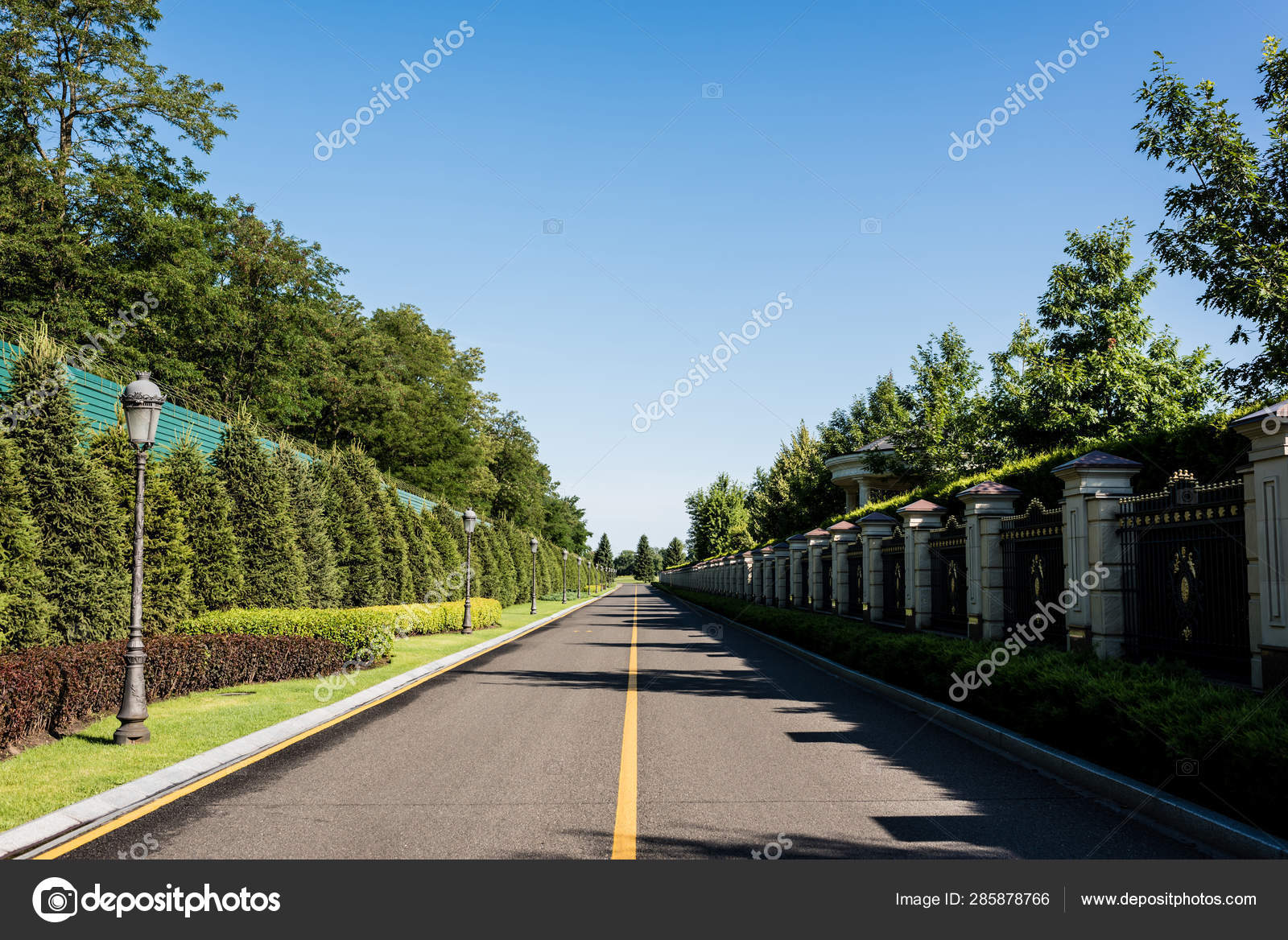 Shadows Road Green Trees Leaves Summer Stock Photo by ©HayDmitriy 285878766