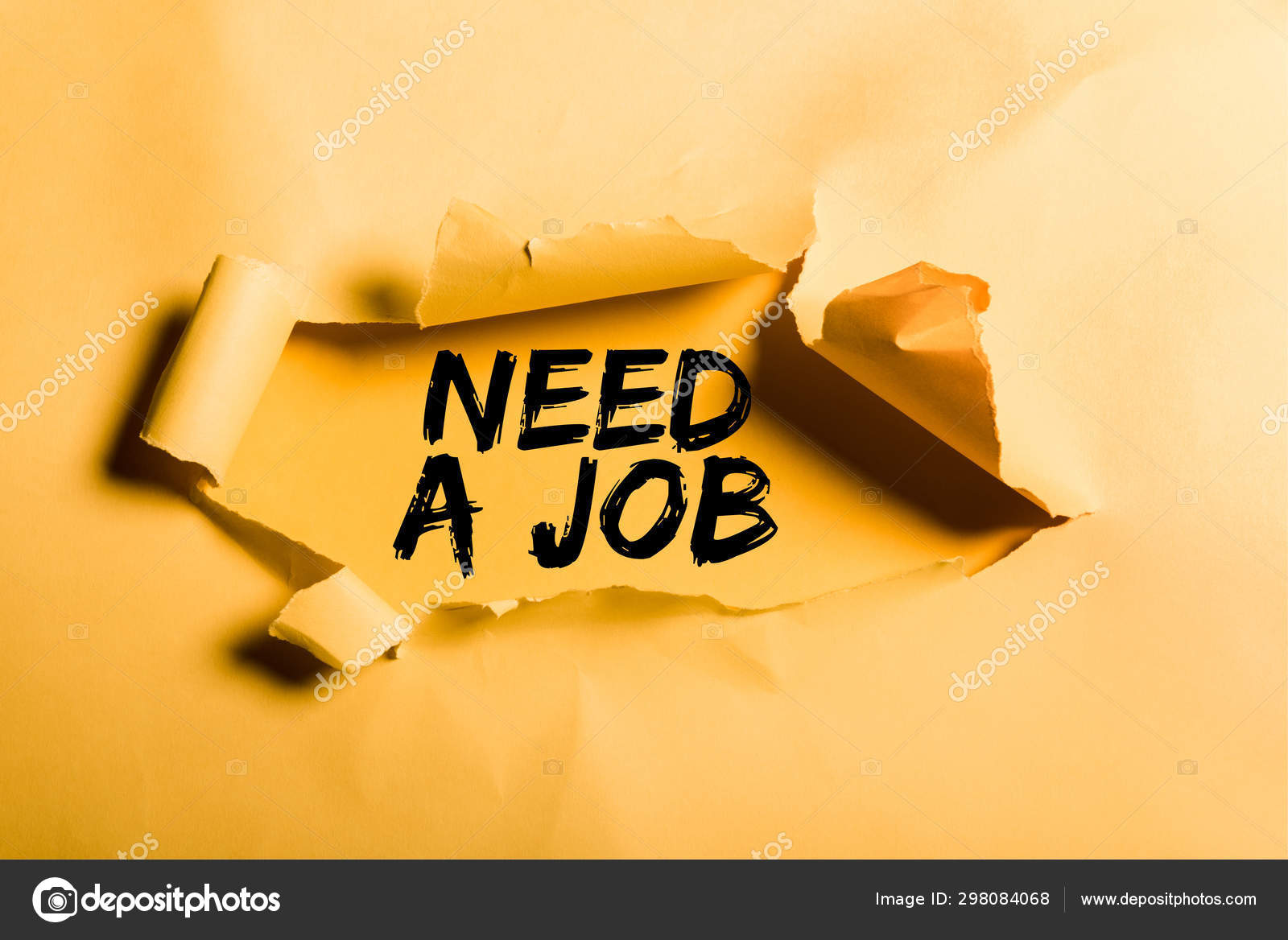 Tattered Paper Need Job Lettering Rolled Edges Orange — Stock Photo ...