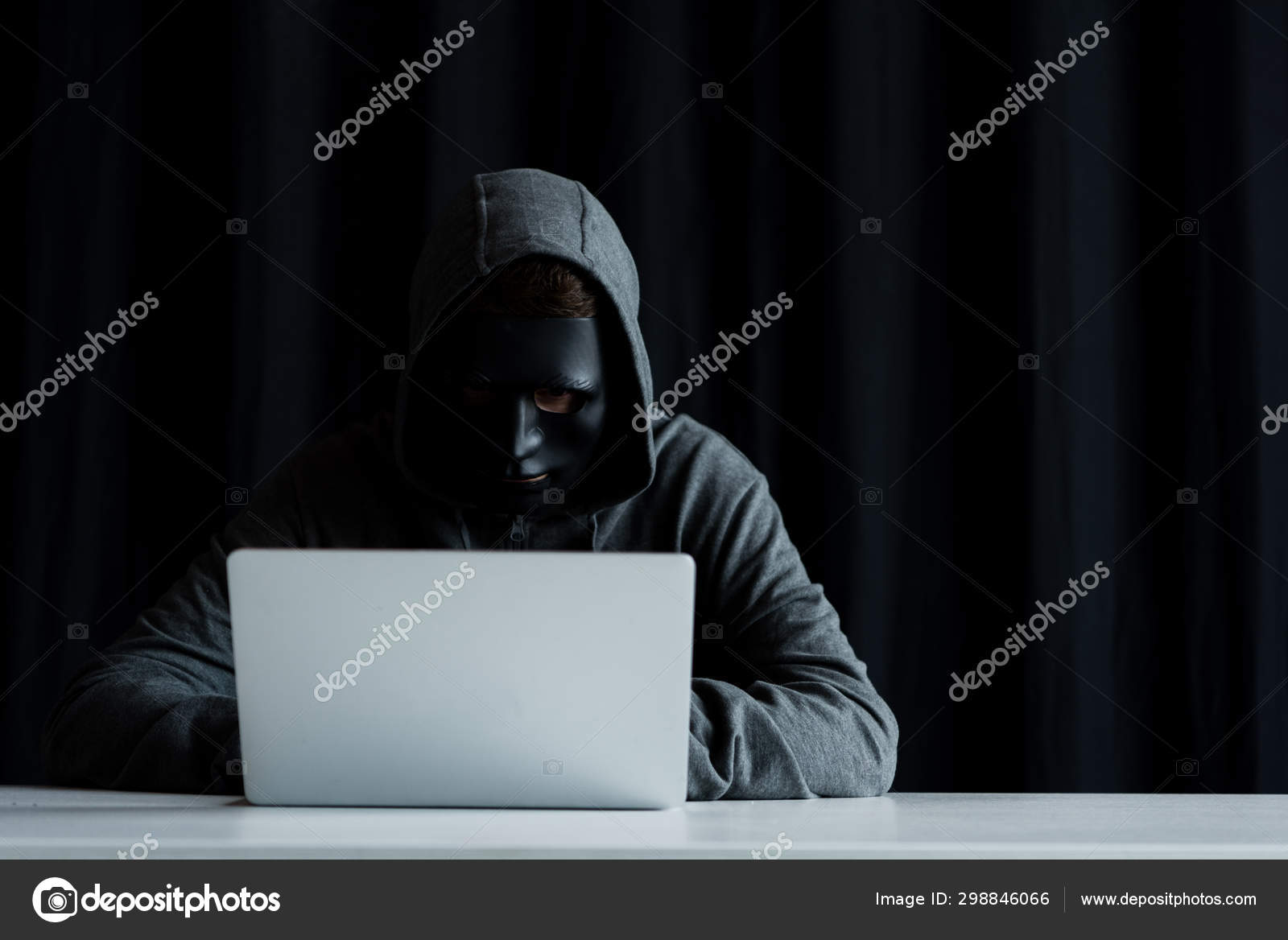 Anonymous Internet Troll Mask Typing Laptop Keyboard Black Stock Photo ...